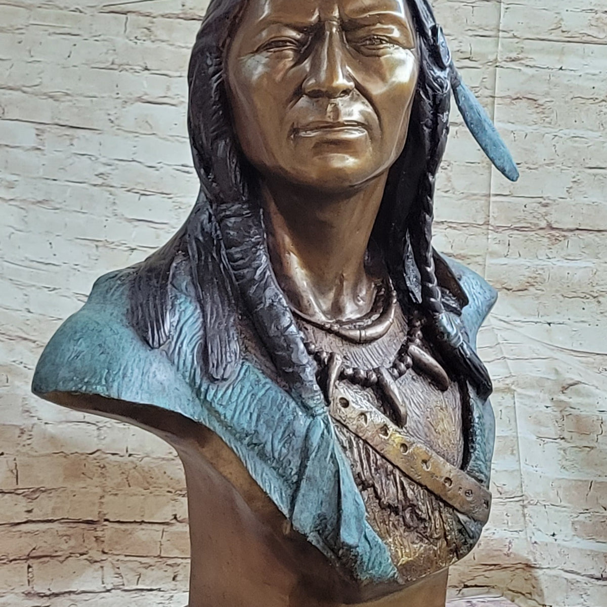 Native American Lakota Indian Chief Sitting Bull Bronze Bust Statue Sc ...