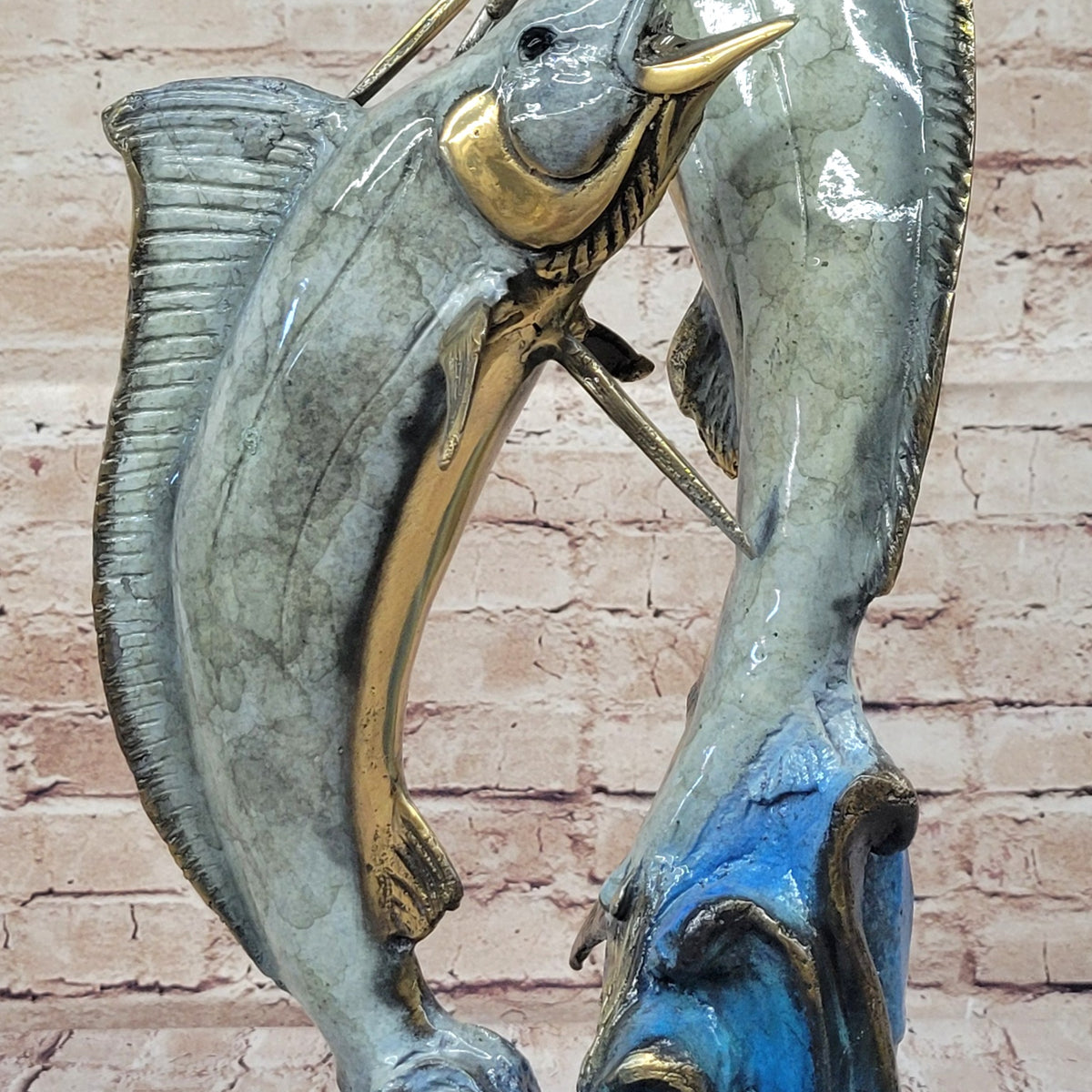 Marlin Sailfish Swordfish Colorful Bronze Statue Sculpture Marine Deco ...
