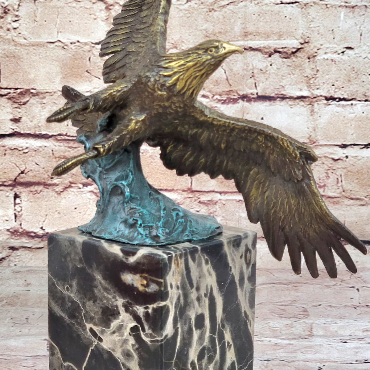 Art Deco Multi Color Patina American Bald Eagle Classic Bronze Statue ...