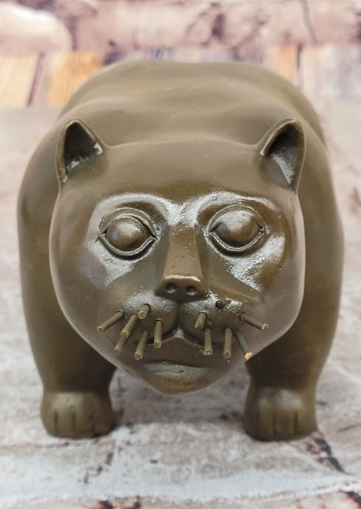 Handcrafted Large Botero Cat Gato Feline Animal Bronze Sculpture Figur ...