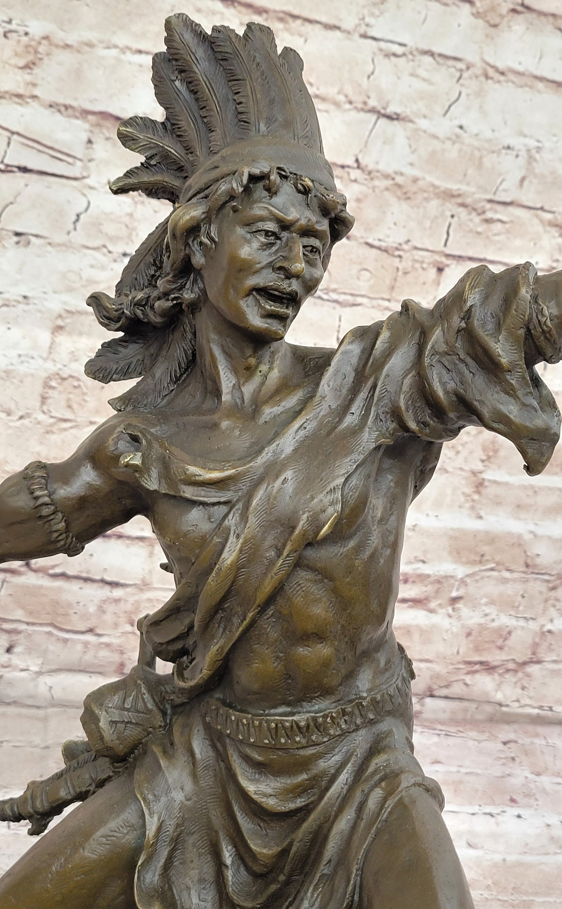 Bronze Sculpture of Native American Indian Shaman Medicine Man w/ Bear ...