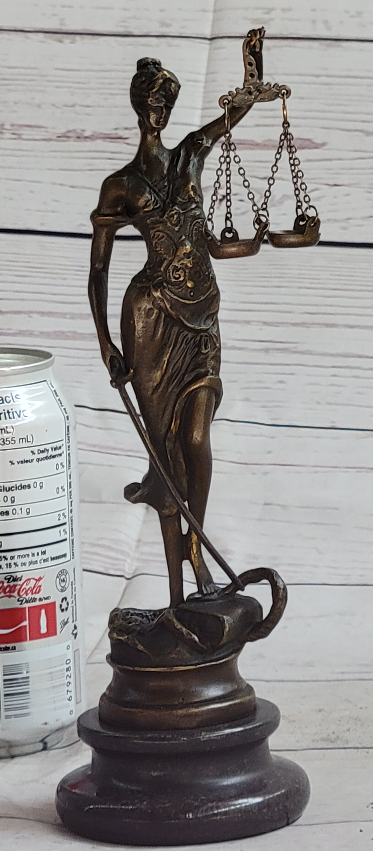 Real Bronze Statue Marble Lady Blind Justice Scales Law Sculpture Marb ...