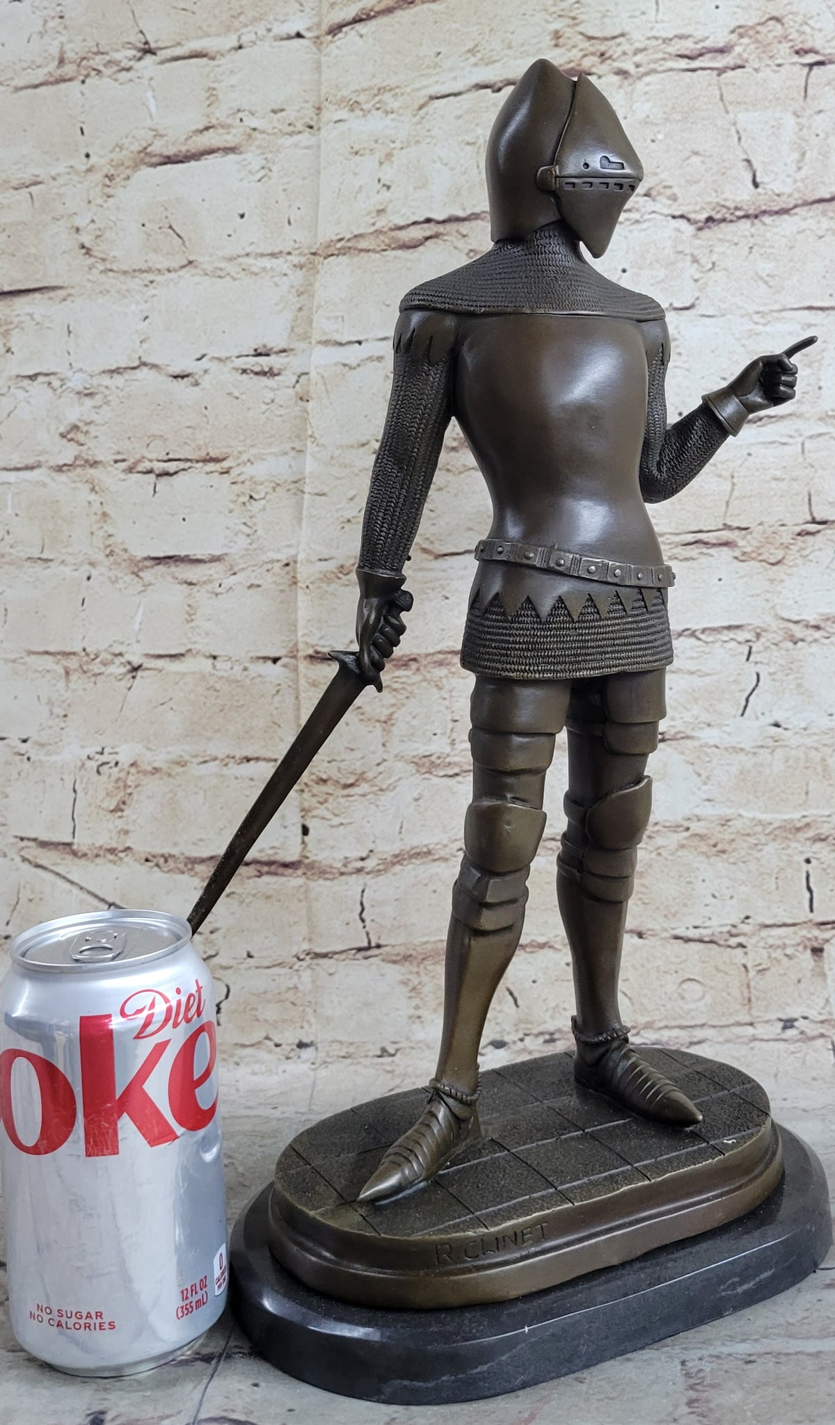 Bronze Sculpture Statue Figure of Medieval Warrior Knight in Full Plat ...