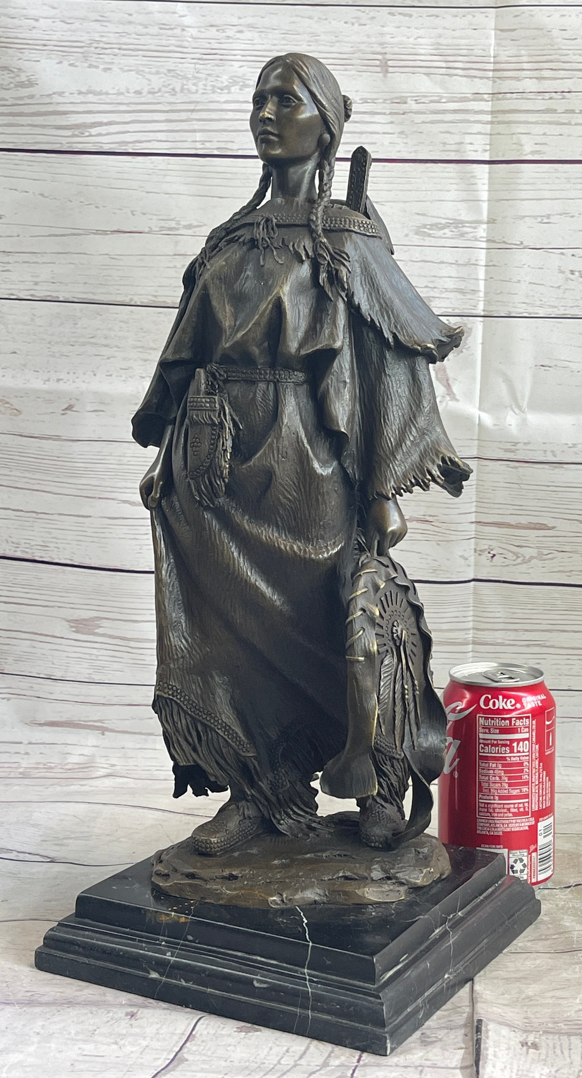 Original Signed American Indian Woman W/ Baby Traditional Outfit Statue ...