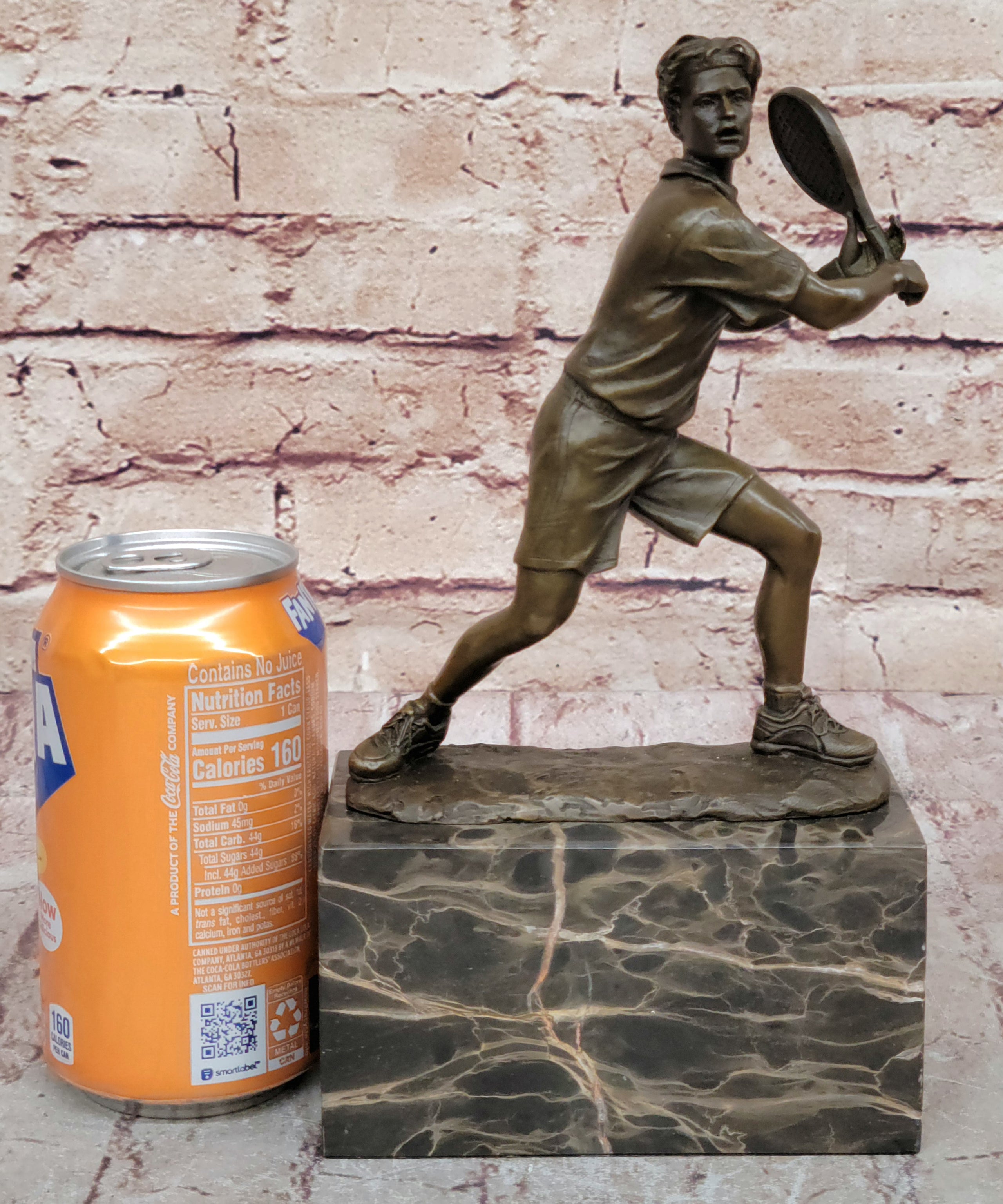 Hand Crafted Tennis Ball Player Bronze Sculpture Origin Figurine Art D ...