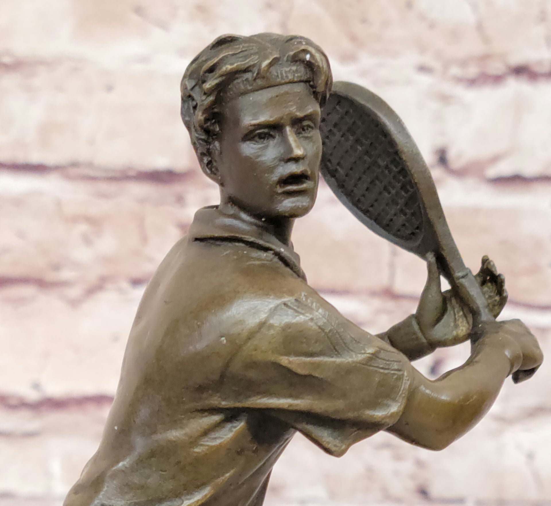 Hand Crafted Tennis Ball Player Bronze Sculpture Origin Figurine Art D ...