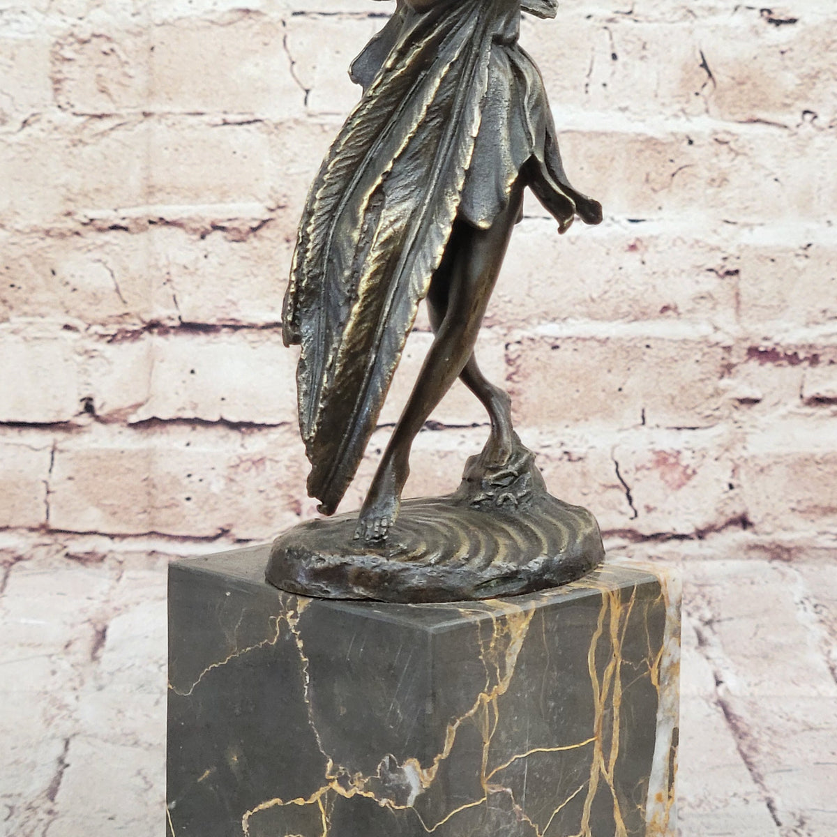 Fairy Angel Bronze Metal Bookend Figurine Sculpture on Marble Base ...