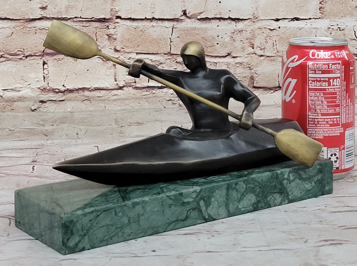 Hot Cast Canoeing Trophy Bronze Sculpture by Mario Nick Green Marble B ...