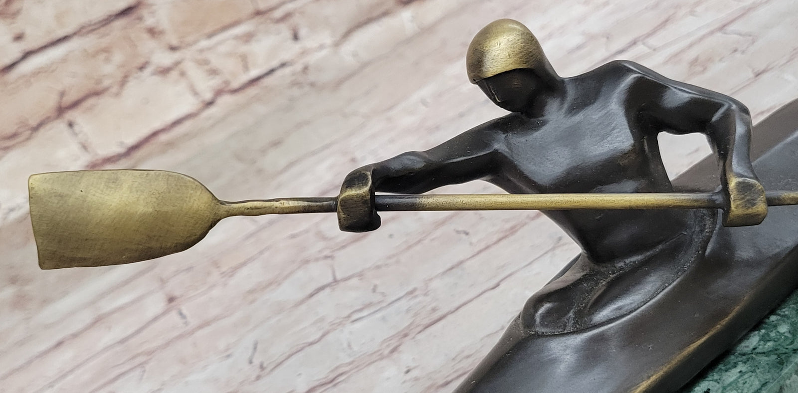 Hot Cast Canoeing Trophy Bronze Sculpture by Mario Nick Green Marble B ...