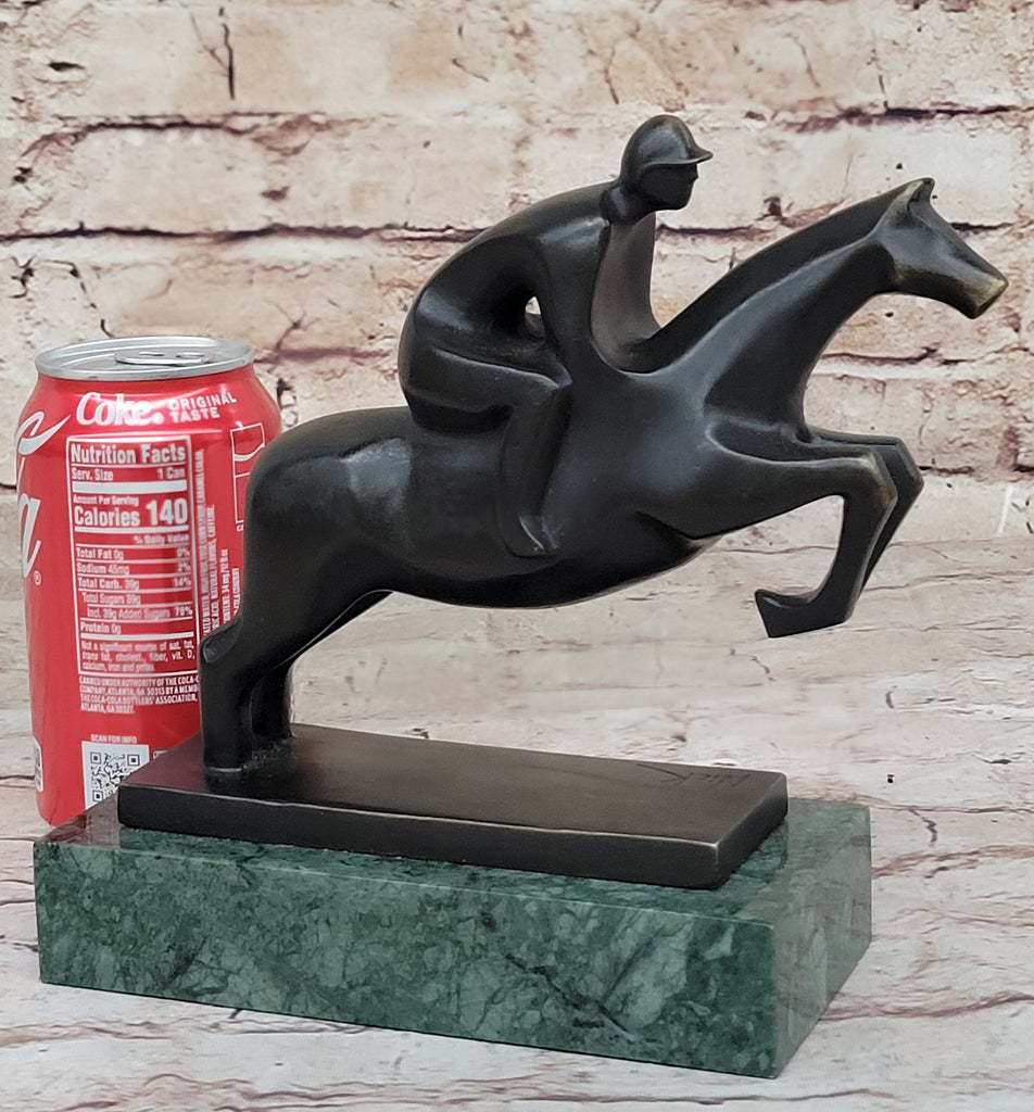 Signed Original Mario Nick Sport Jockey on Horse Bronze Sculpture ...
