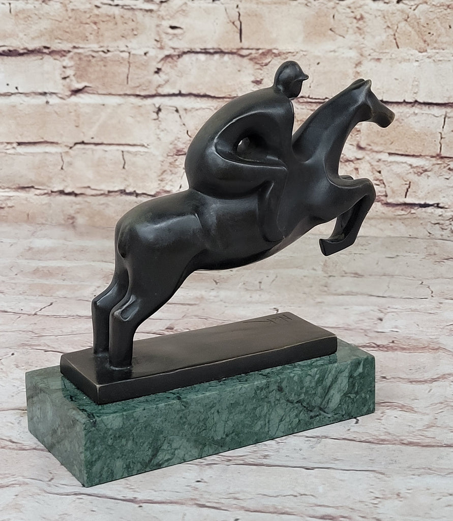 Signed Original Mario Nick Sport Jockey on Horse Bronze Sculpture ...