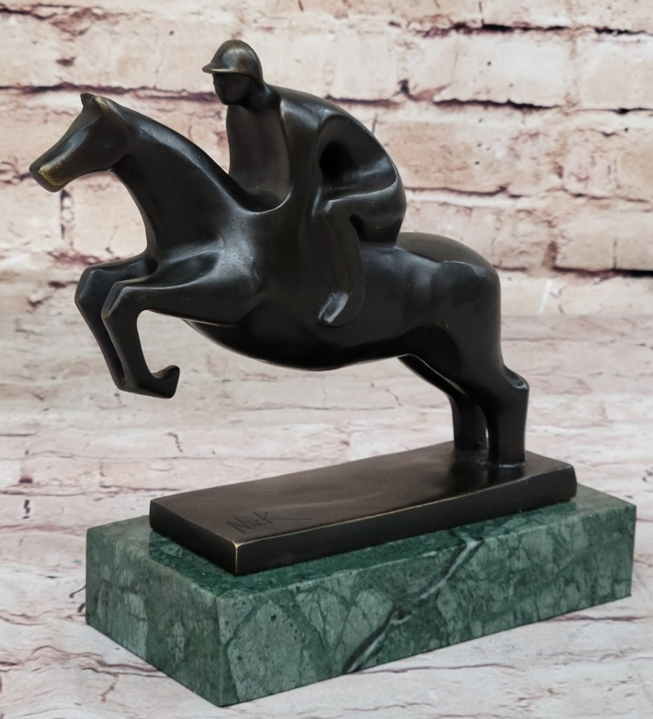 Signed Original Mario Nick Sport Jockey on Horse Bronze Sculpture ...