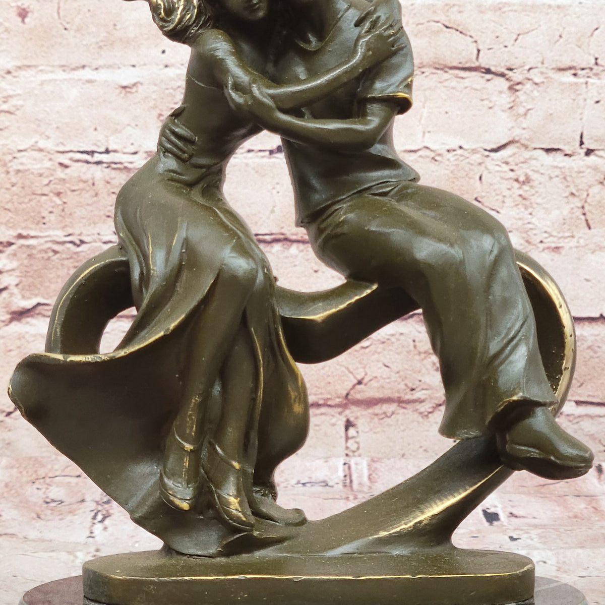 Romantic Couple Bronze Sculpture – Embracing Love Figurine by Patoue ...
