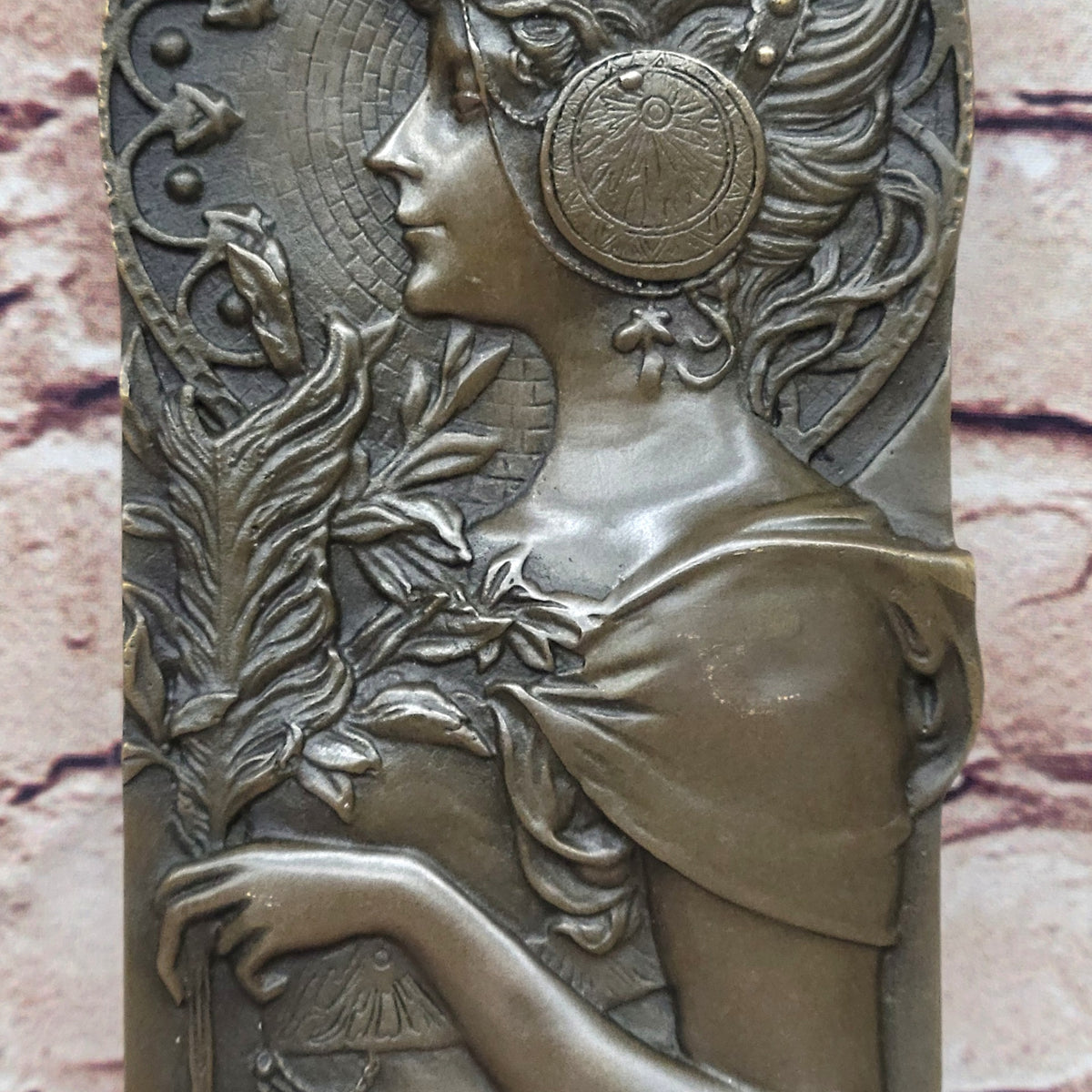 Original Hand Crafted Large Bas Relief Plaque Woman Face Bronze ...