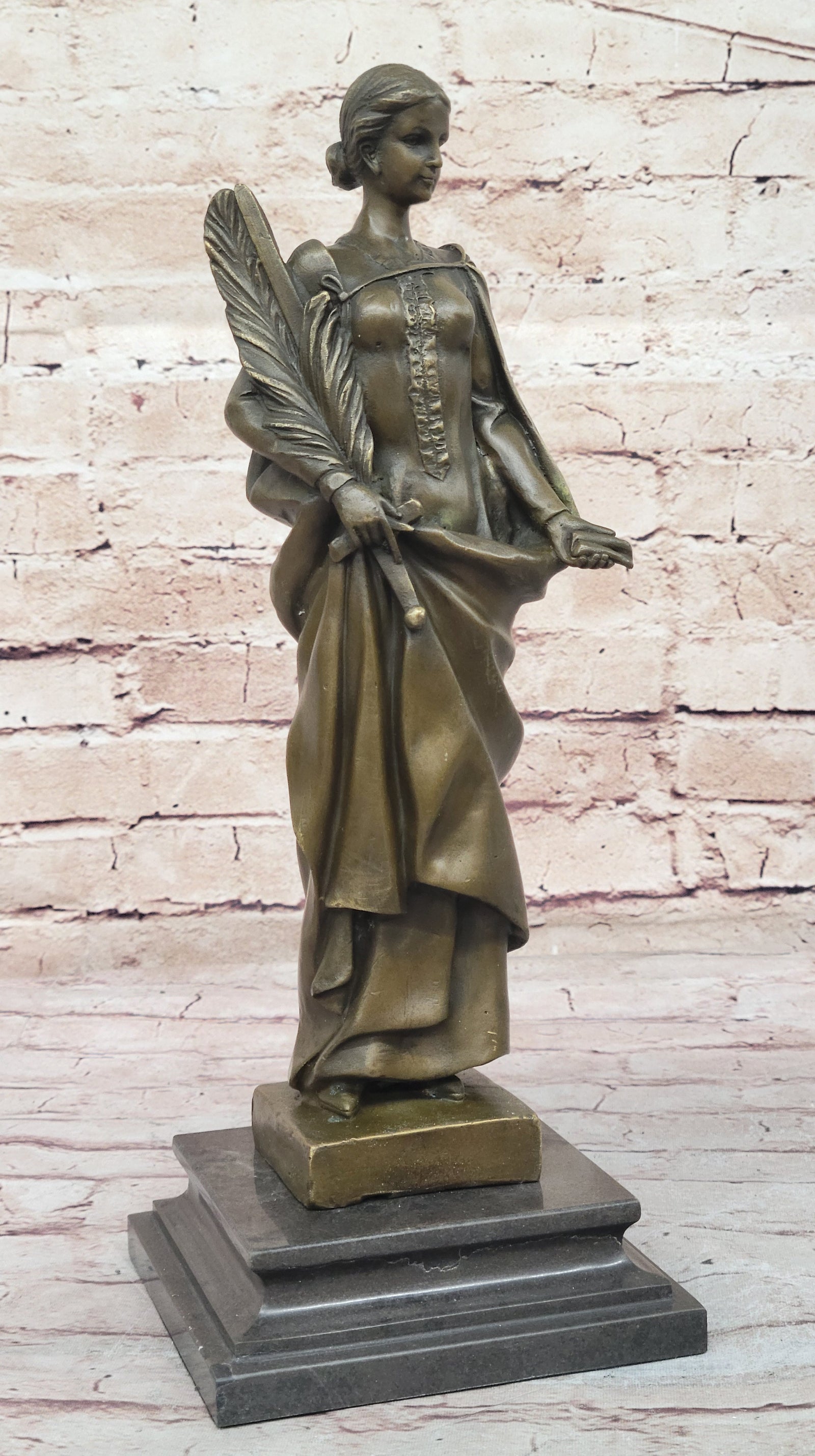 100% Solid Bronze Fortuna Roman Of Fortune Statue Hot Cast Signed Artw ...
