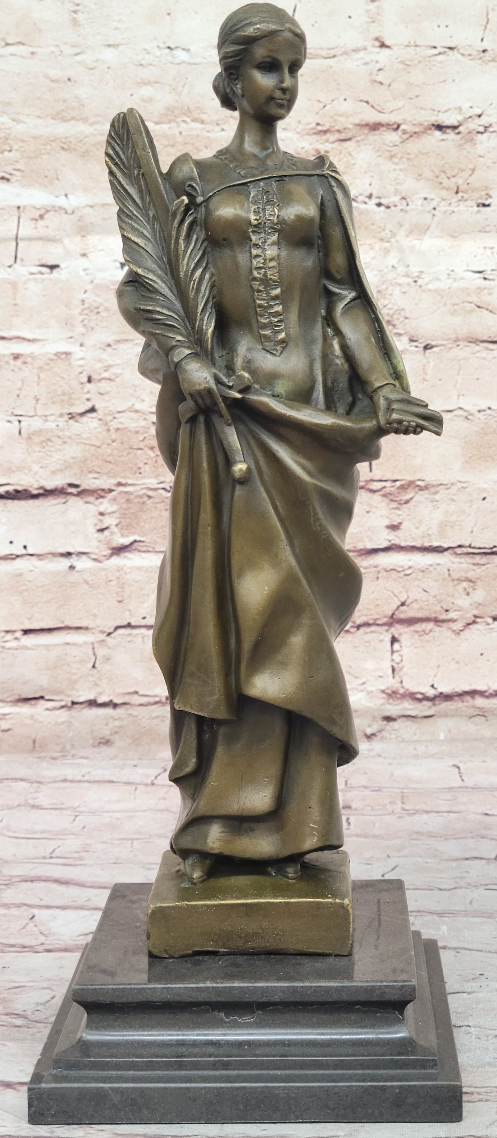 100% Solid Bronze Fortuna Roman Of Fortune Statue Hot Cast Signed Artw ...