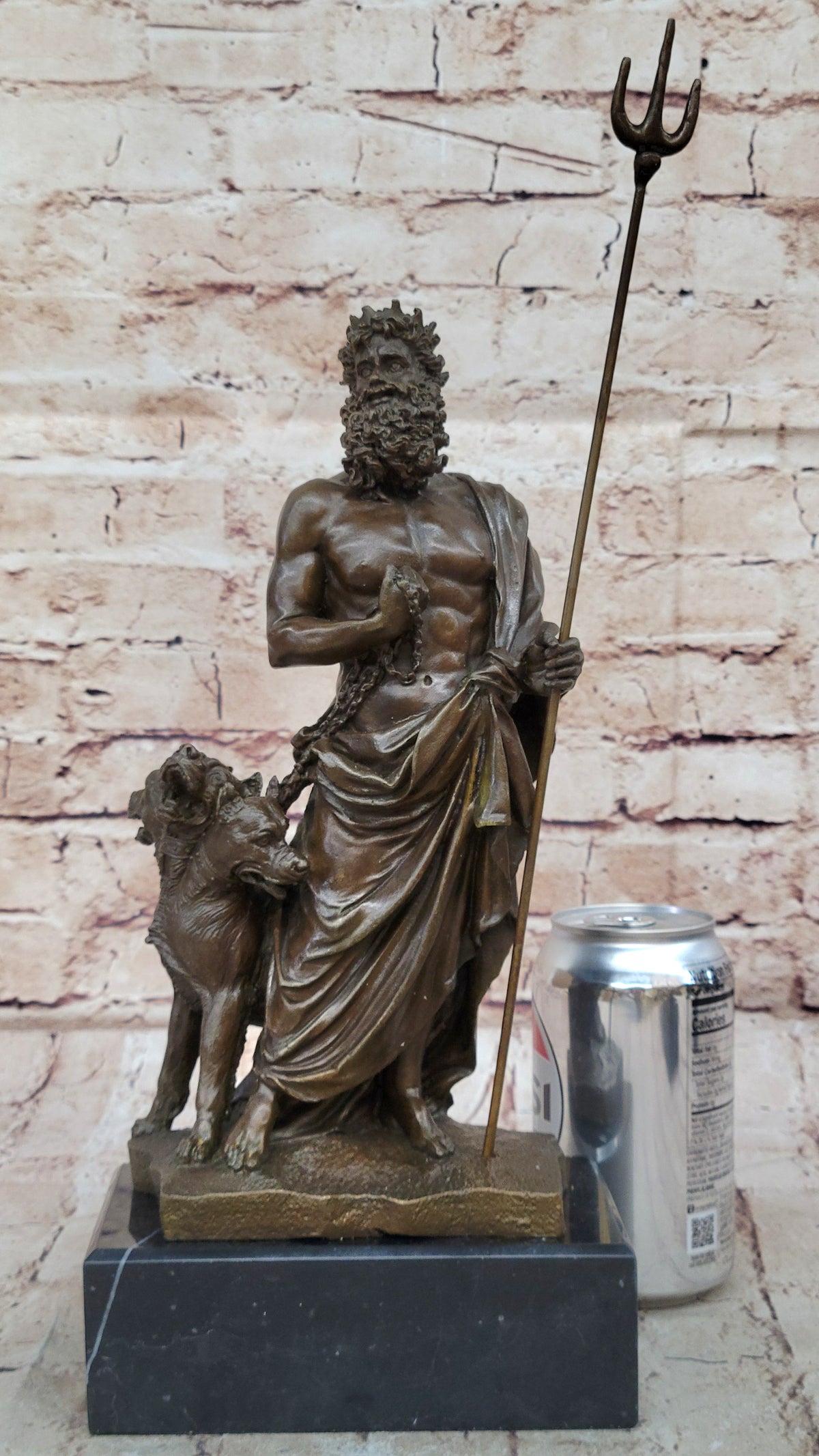 Hades Pluto & Cerberus 3 Headed Dog Bronze Metal Statue Sculpture Gree ...