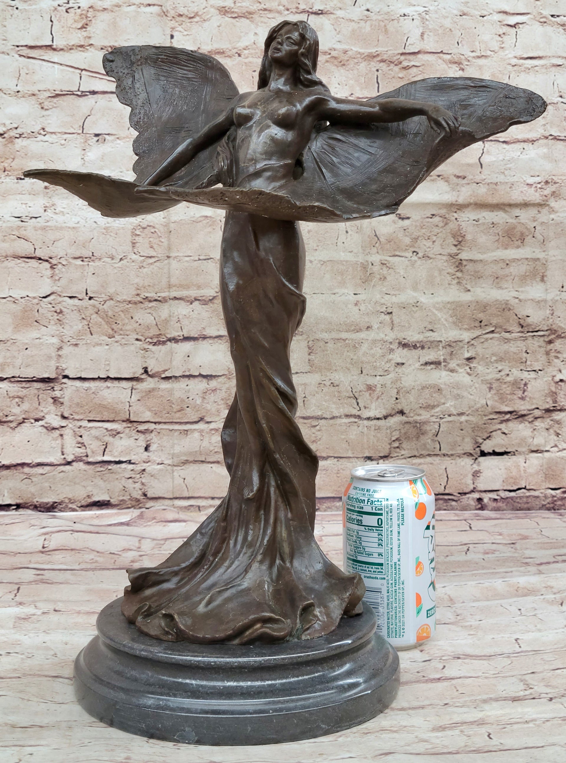 Fairy Angel Semi Nude Girl w/ Butterfly Wings Bronze Statue Sculpture ...