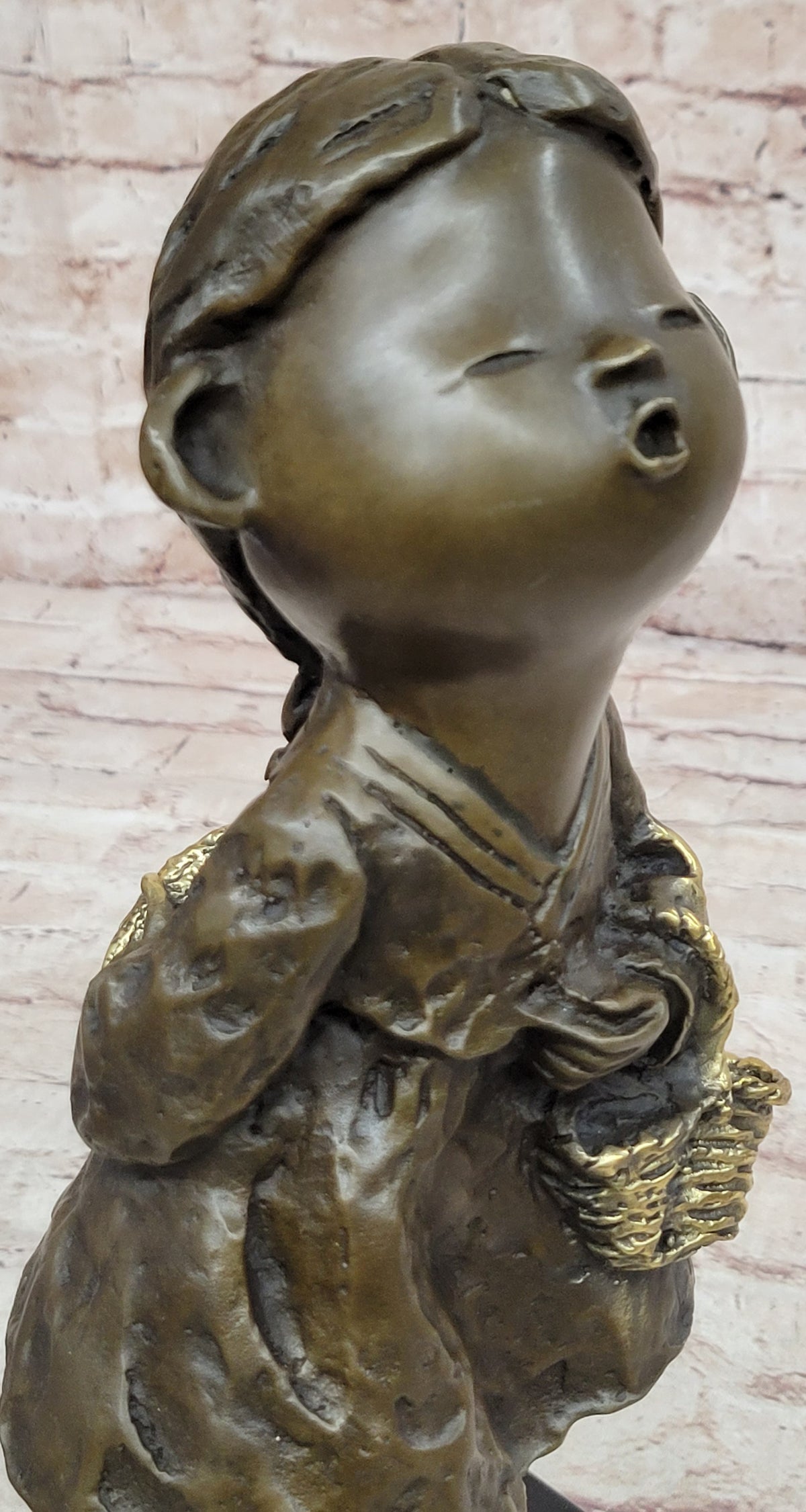 Signed Original Artwork by Milo Chinese Girl holding Basket Bronze ...