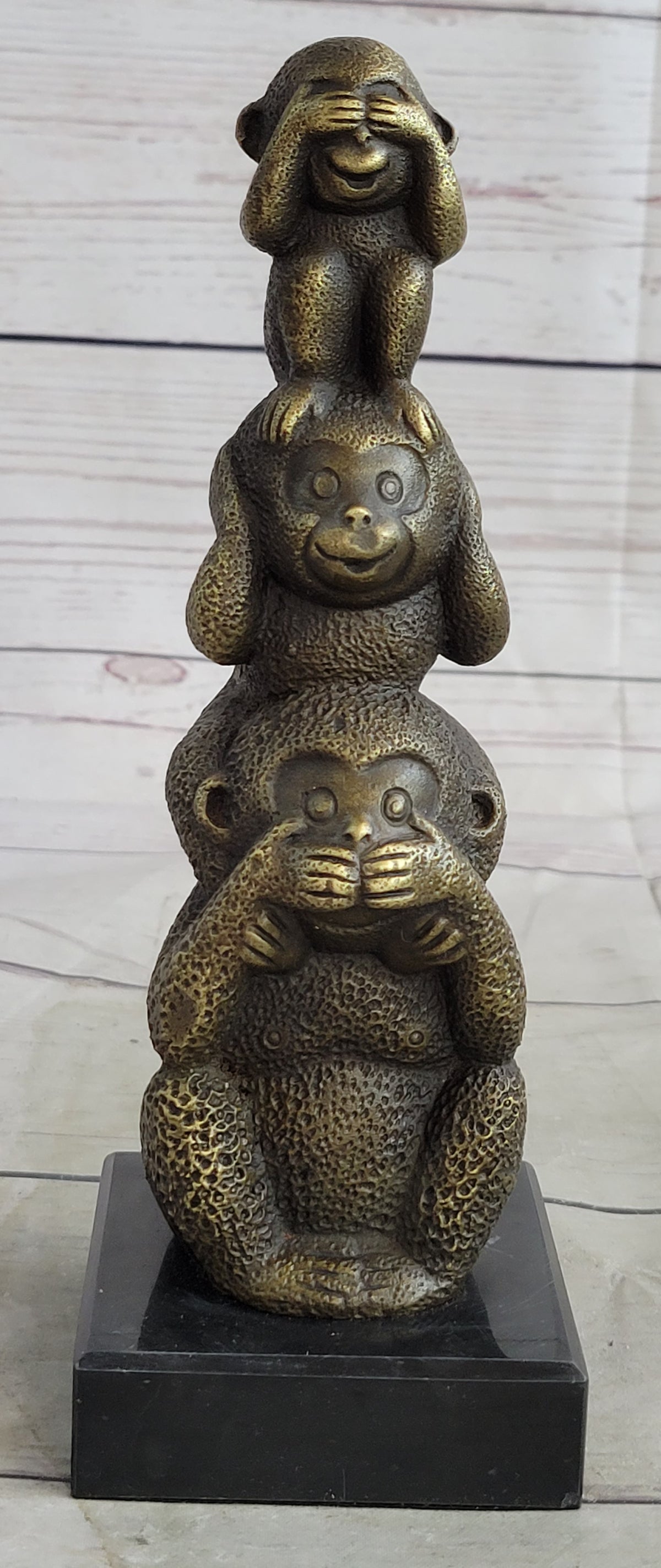 Vienna Bronze Monkey 3 Monkeys Trophy Collector Sculpture Hot Cast Fig ...