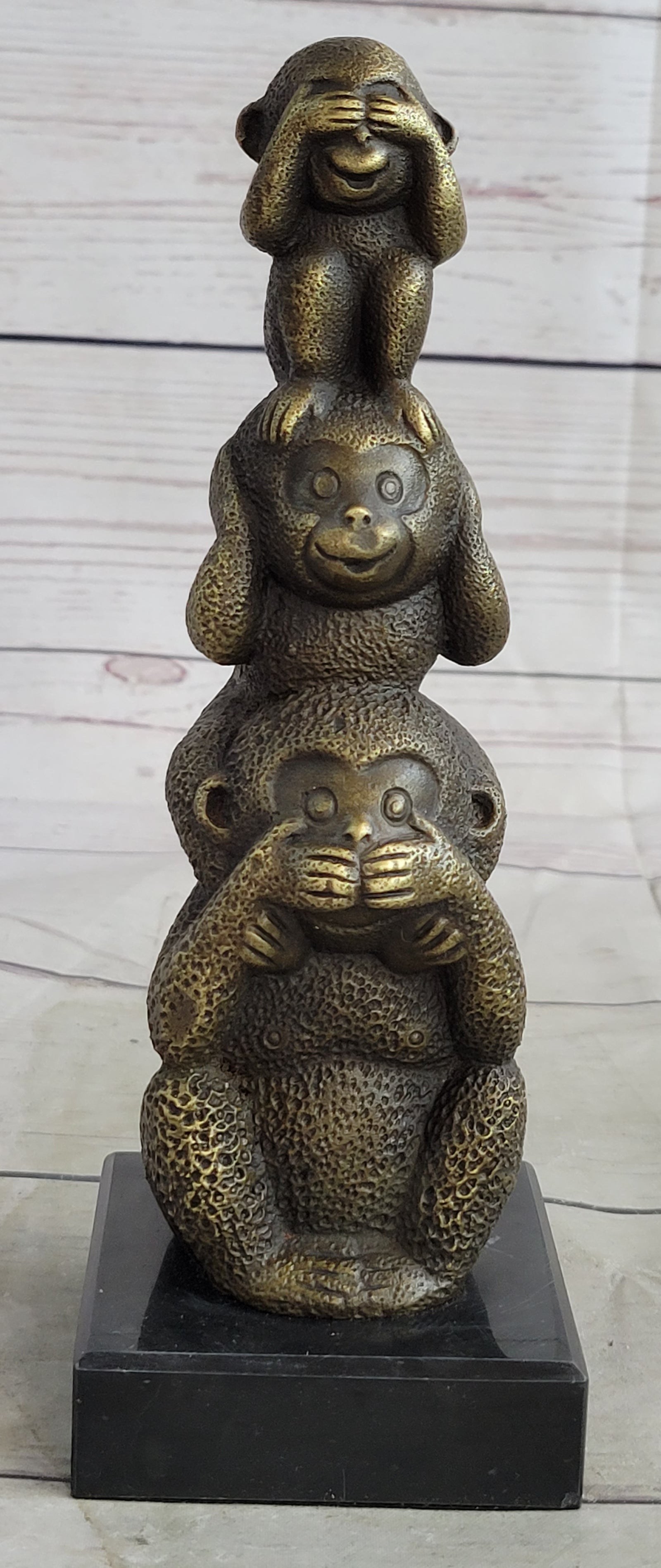 Vienna Bronze Monkey 3 Monkeys Trophy Collector Sculpture Hot Cast Fig ...