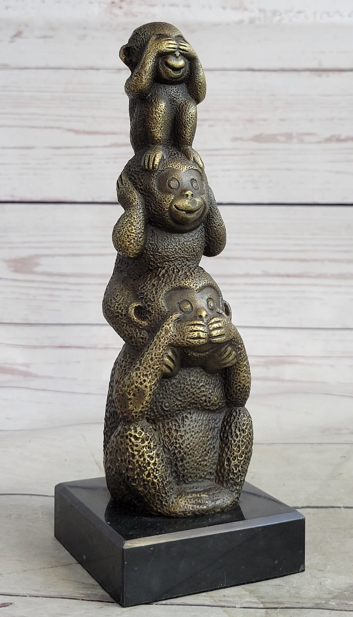 Vienna Bronze Monkey 3 Monkeys Trophy Collector Sculpture Hot Cast Fig ...