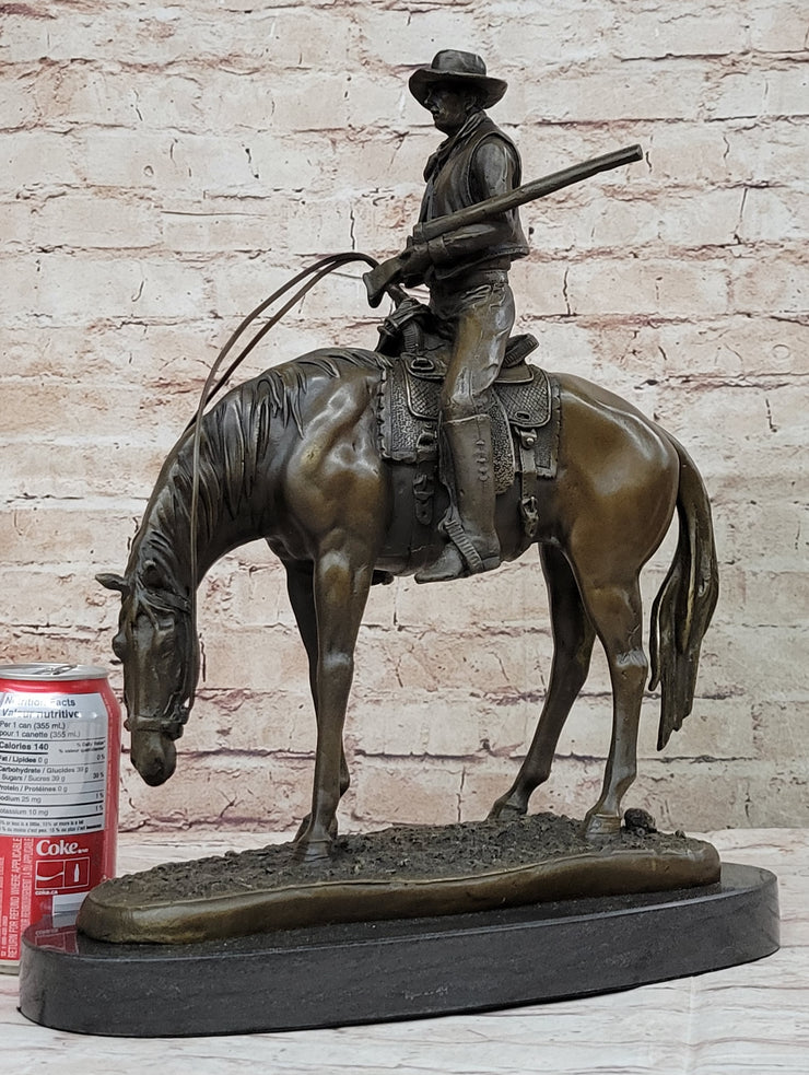Western Cowboy Bronze Sculpture Horse Large Rodeo Rider FREE SHIPPING ...
