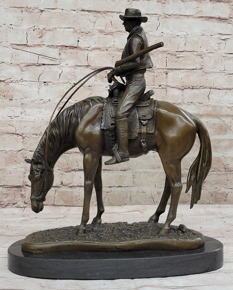 Western Cowboy Bronze Sculpture Horse Large Rodeo Rider FREE SHIPPING ...