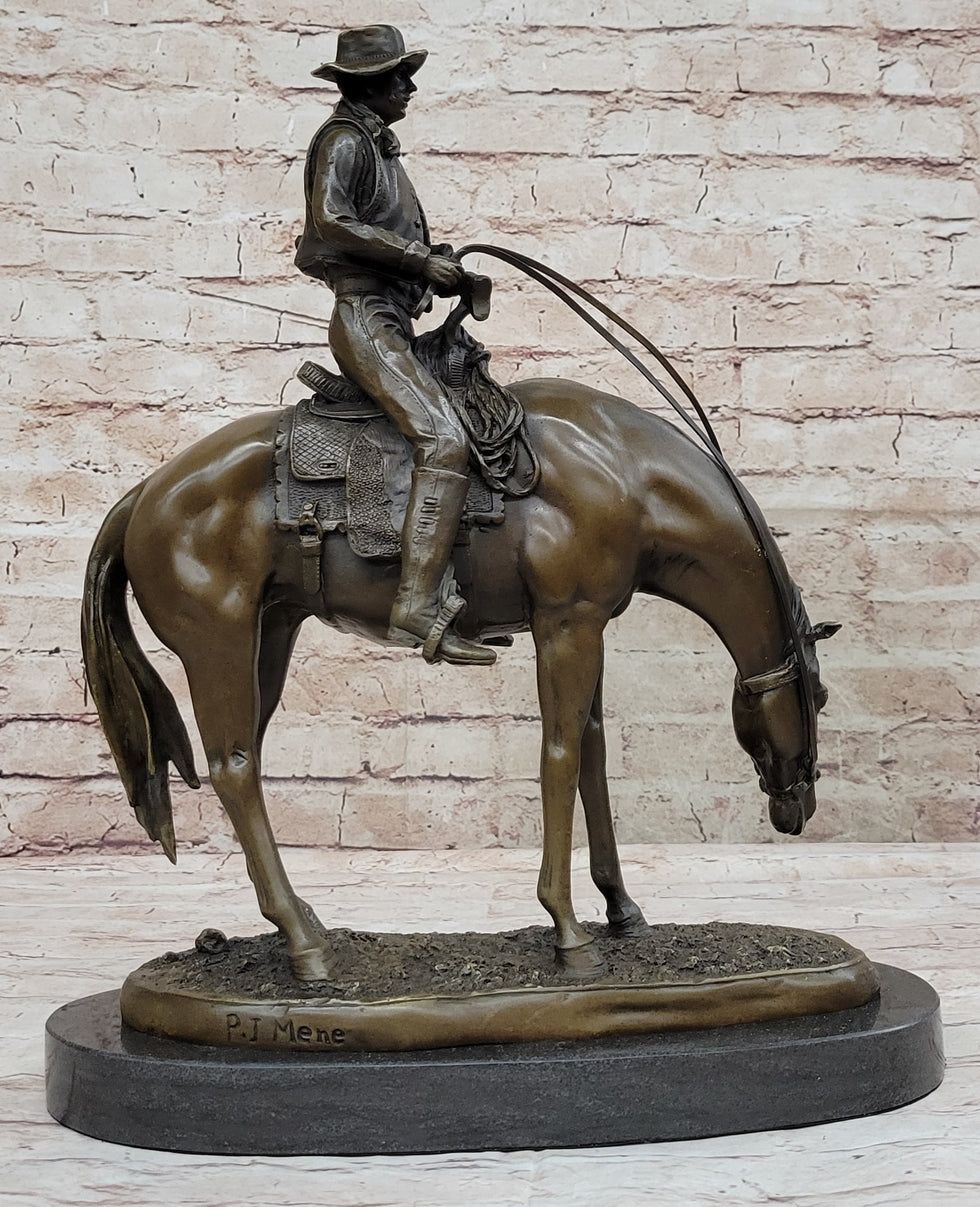 Western Cowboy Bronze Sculpture Horse Large Rodeo Rider FREE SHIPPING ...