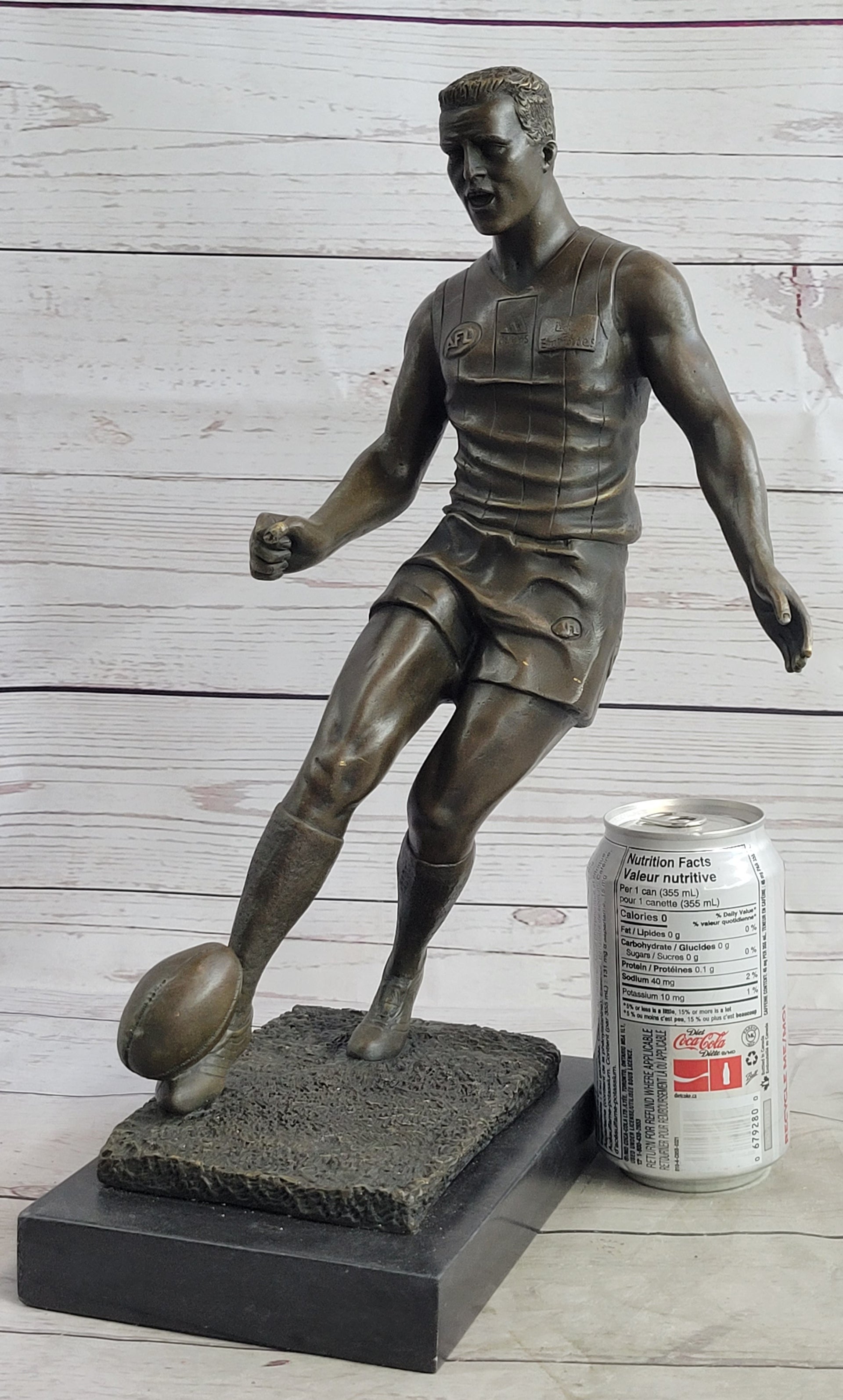 Large Muscular Rugby Player Bronze Sculpture Statue Marble Figurine by ...