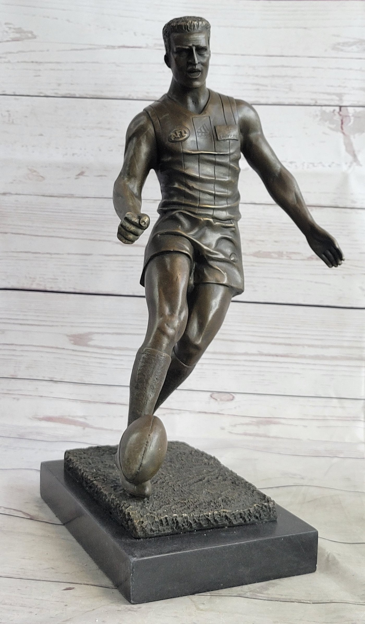 Large Muscular Rugby Player Bronze Sculpture Statue Marble Figurine by ...