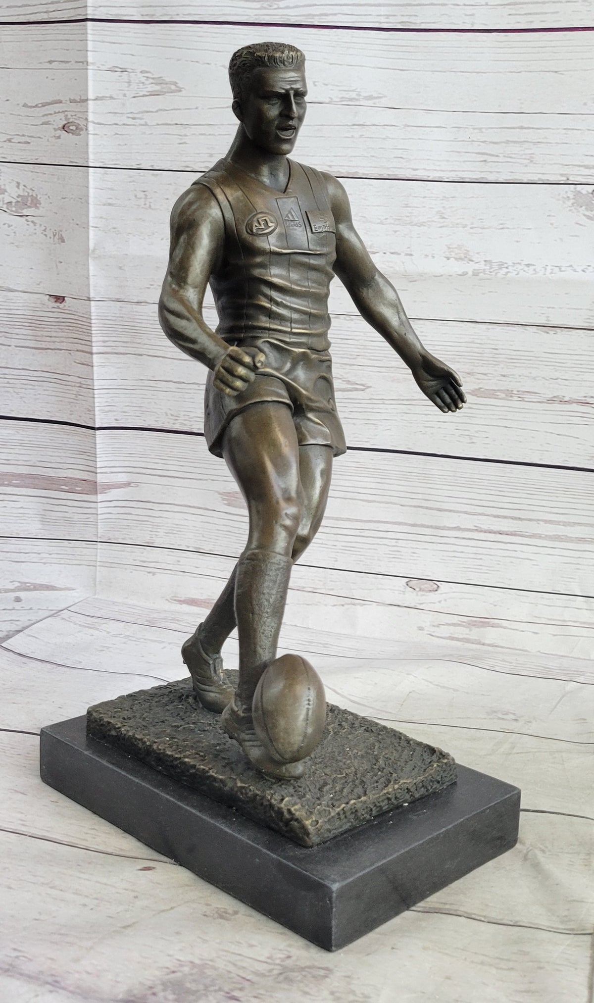 Large Muscular Rugby Player Bronze Sculpture Statue Marble Figurine by ...