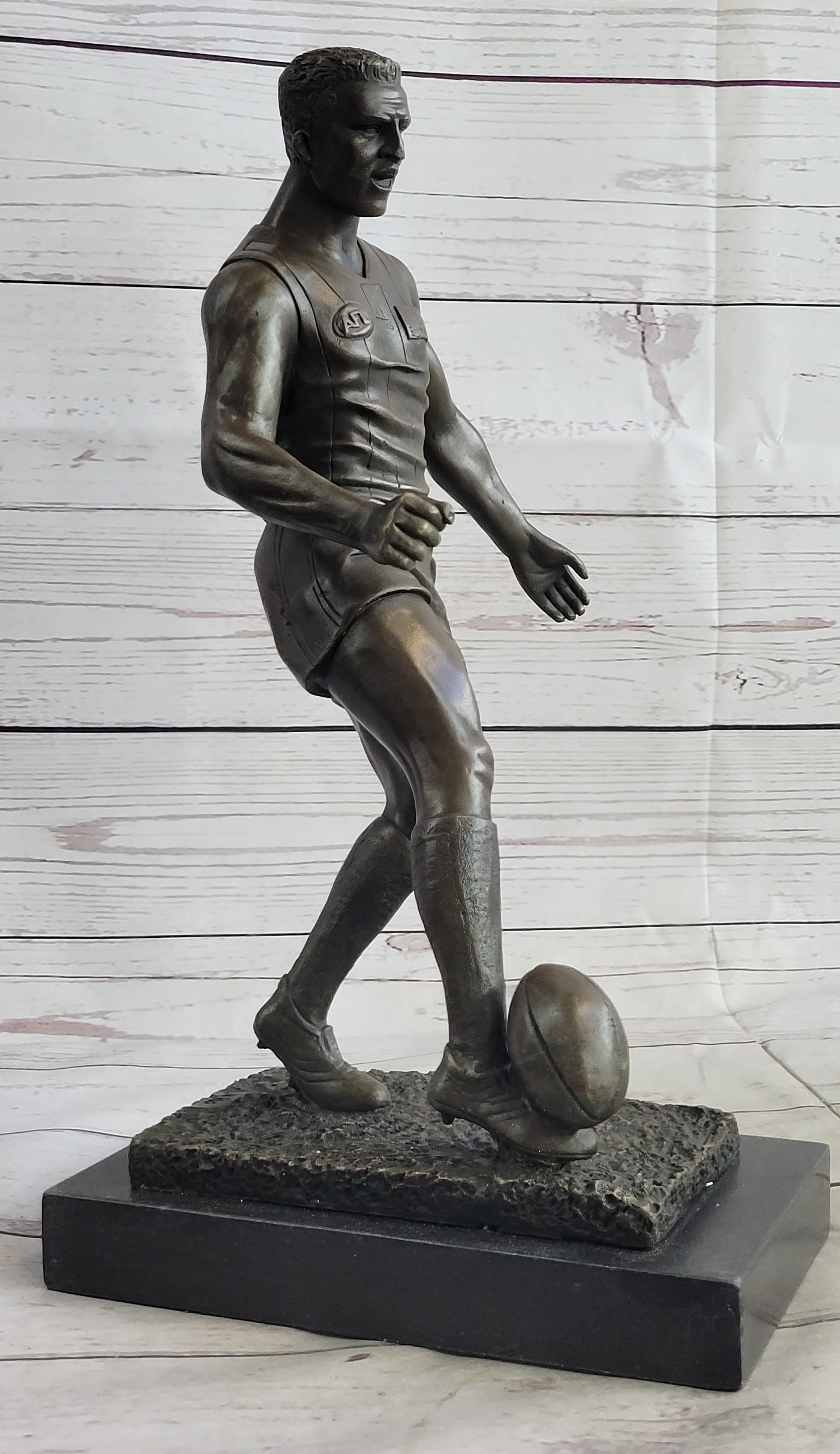 Large Muscular Rugby Player Bronze Sculpture Statue Marble Figurine by ...