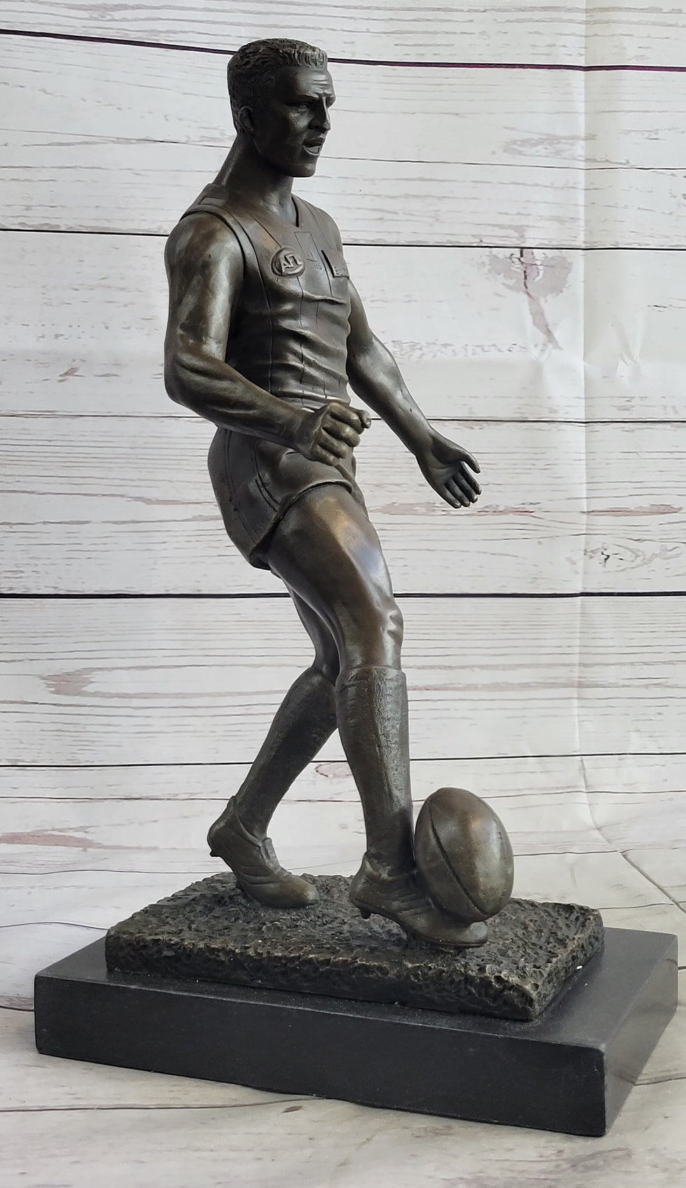 Large Muscular Rugby Player Bronze Sculpture Statue Marble Figurine by ...