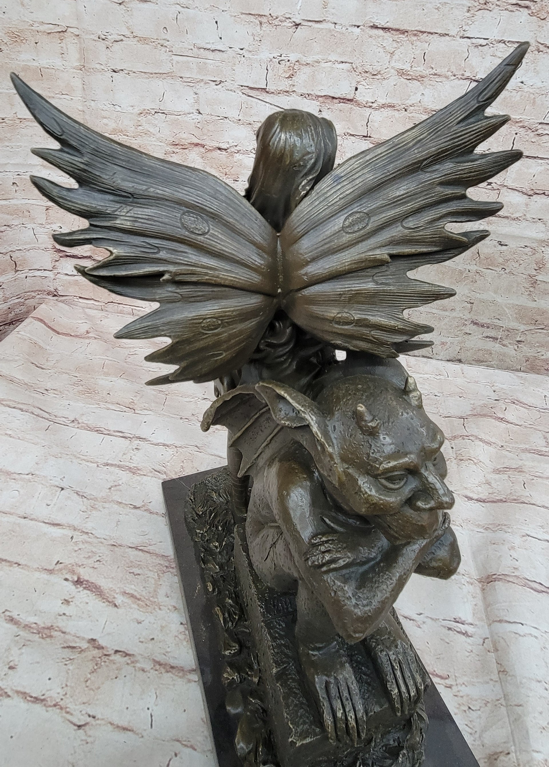 Art Deco Hot Cast Midnight Fairy with Gargoyle Bronze Sculpture Statue ...