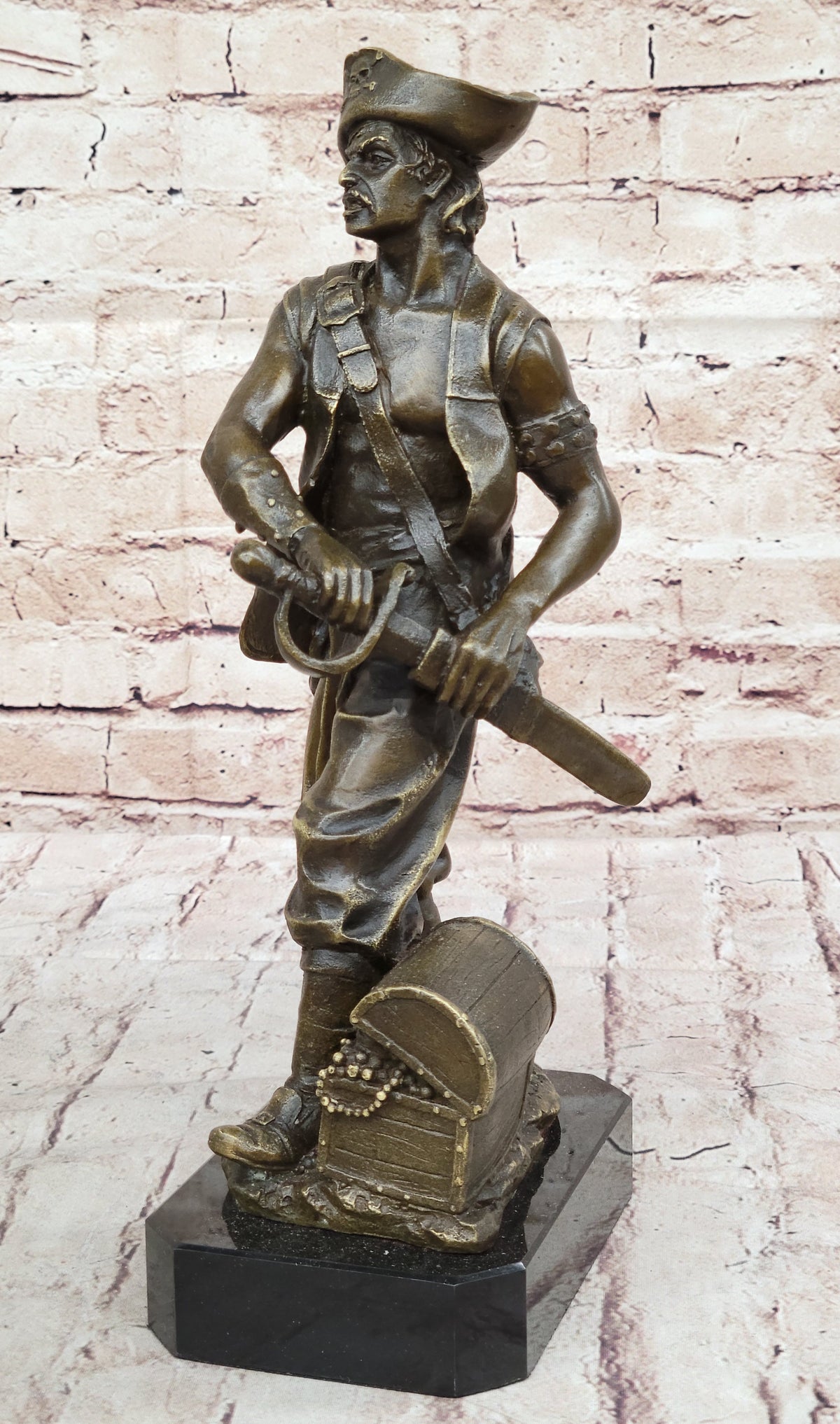 Handmade Art Collector Collectible Pirate with Sword Bronze Sculpture ...