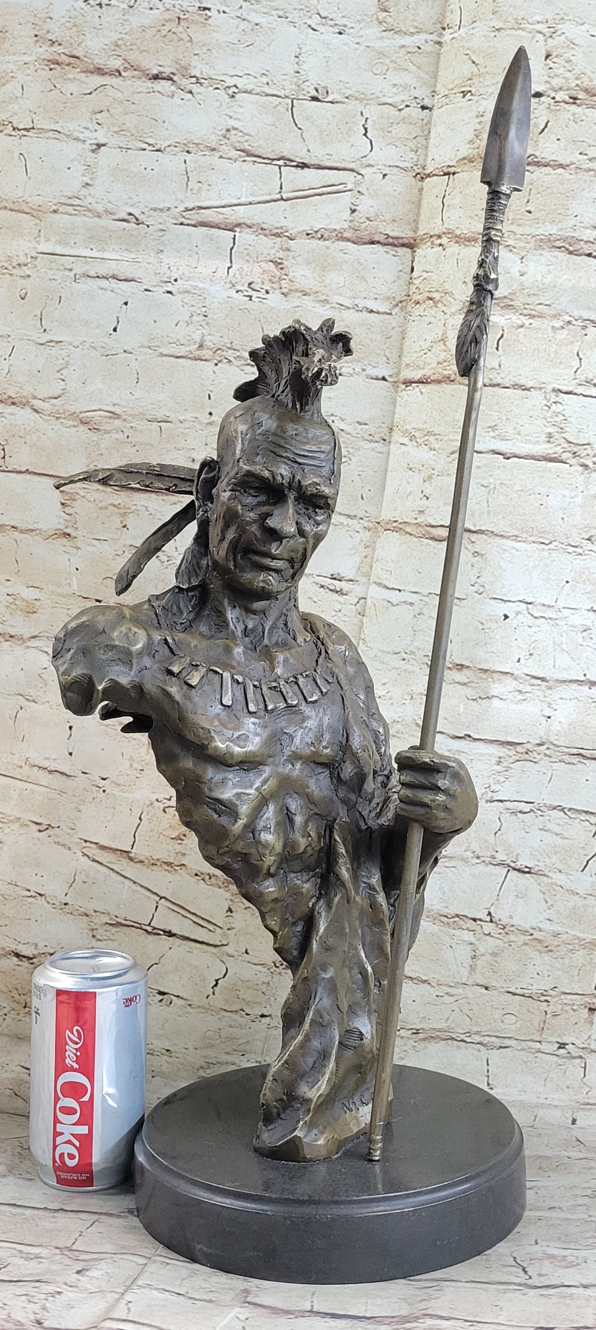 Handmade Native American Indian Warrior Bronze Sculpture Statue Figuri ...