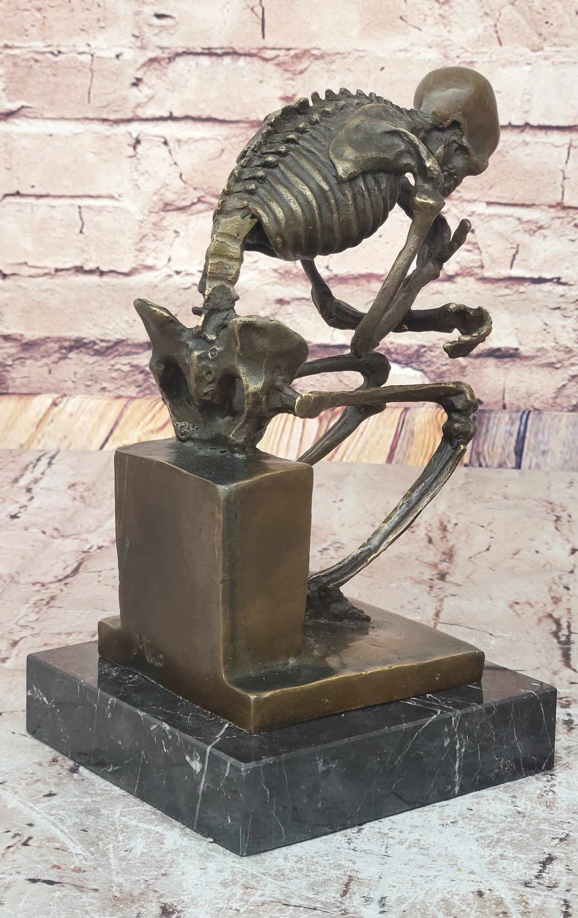 Hot Cast Bronze Skeleton Thinker Thinking Man Memento Mori Sculpture F ...