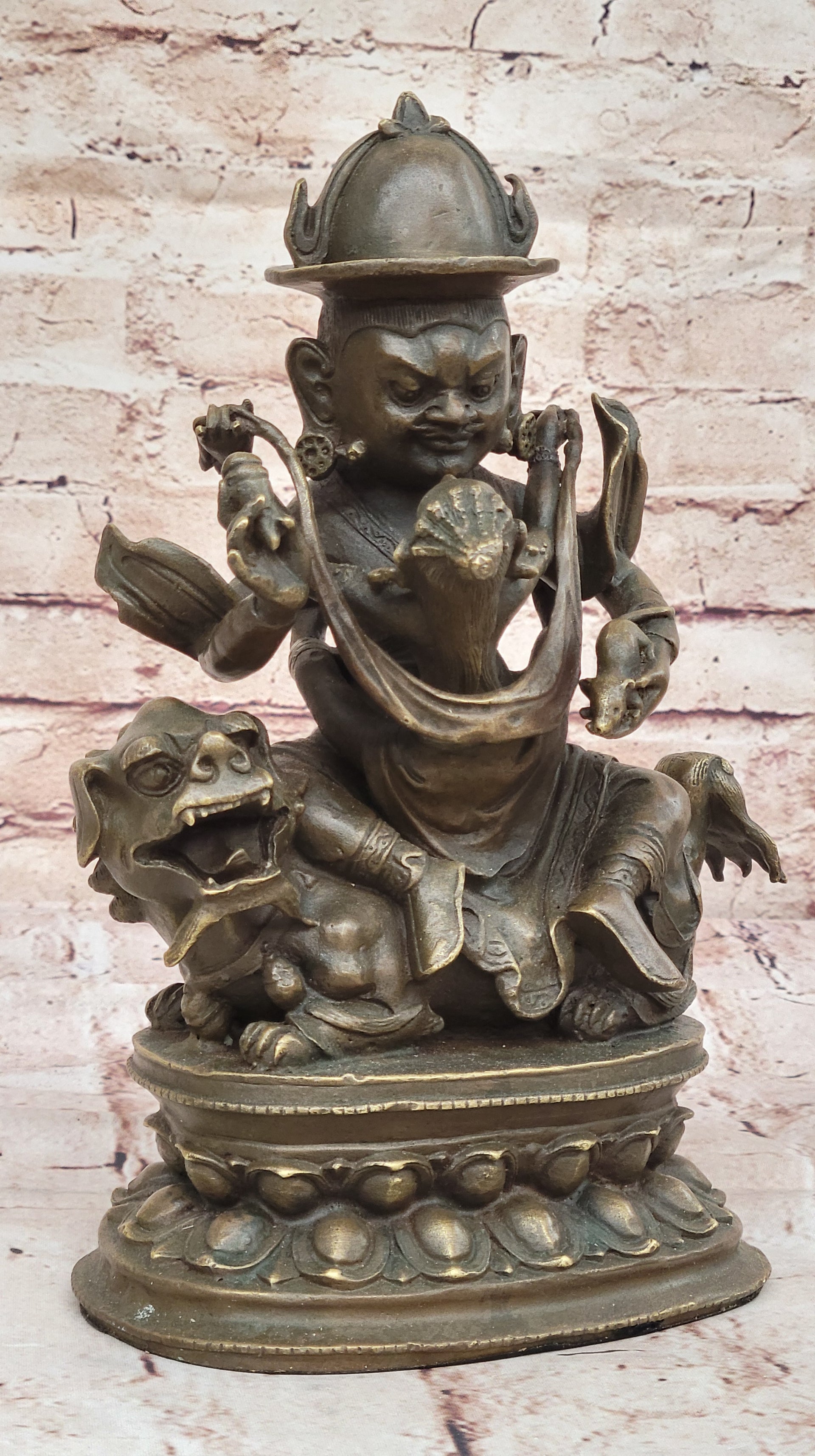 Bronze Vajrayana Deity Statue – Himalayan Protector God Figure Buddhis ...
