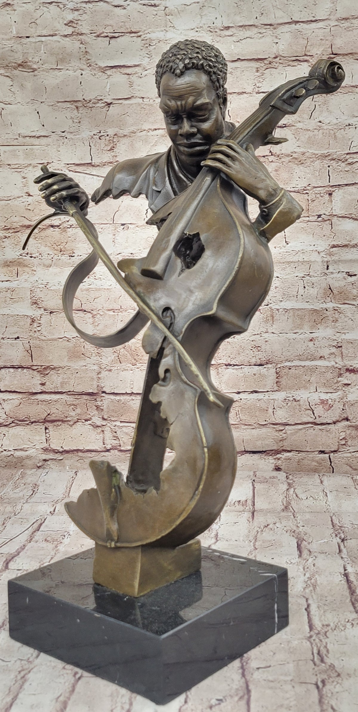 Cello Player Bronze Sculpture Musician Marble Figurine Figure Classica ...