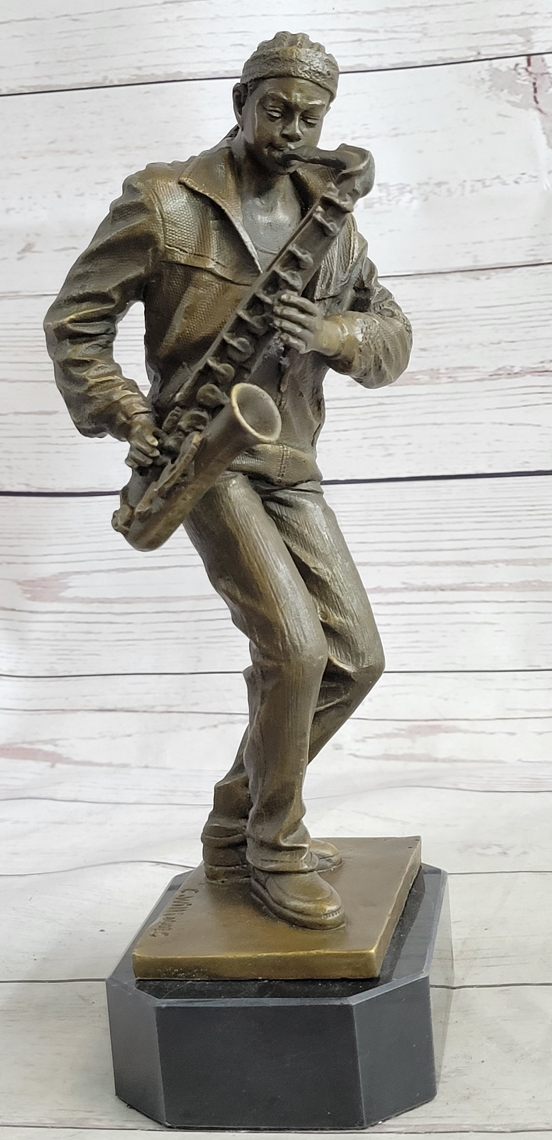 Hand Made American Black Saxophone Player Musician Bronze Sculpture ...