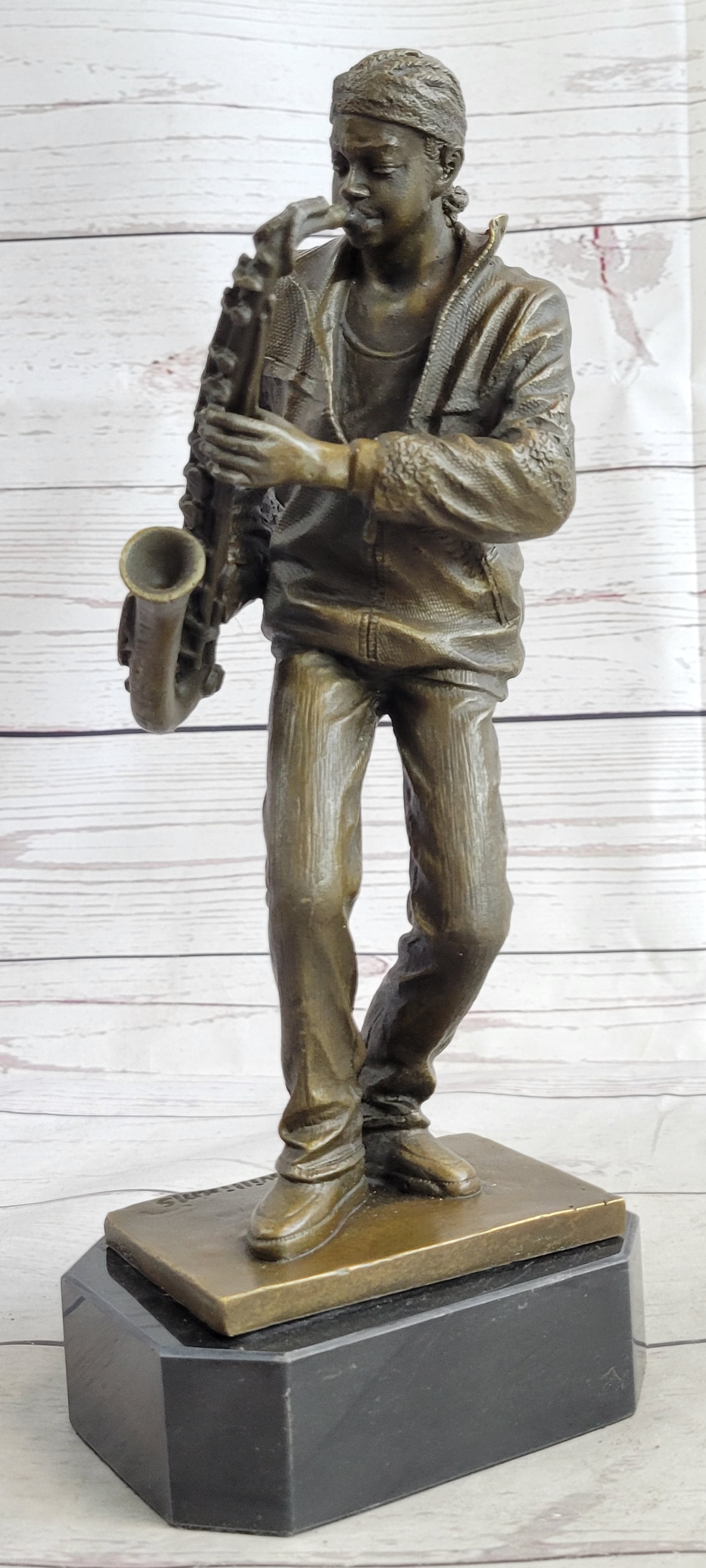 Hand Made American Black Saxophone Player Musician Bronze Sculpture ...
