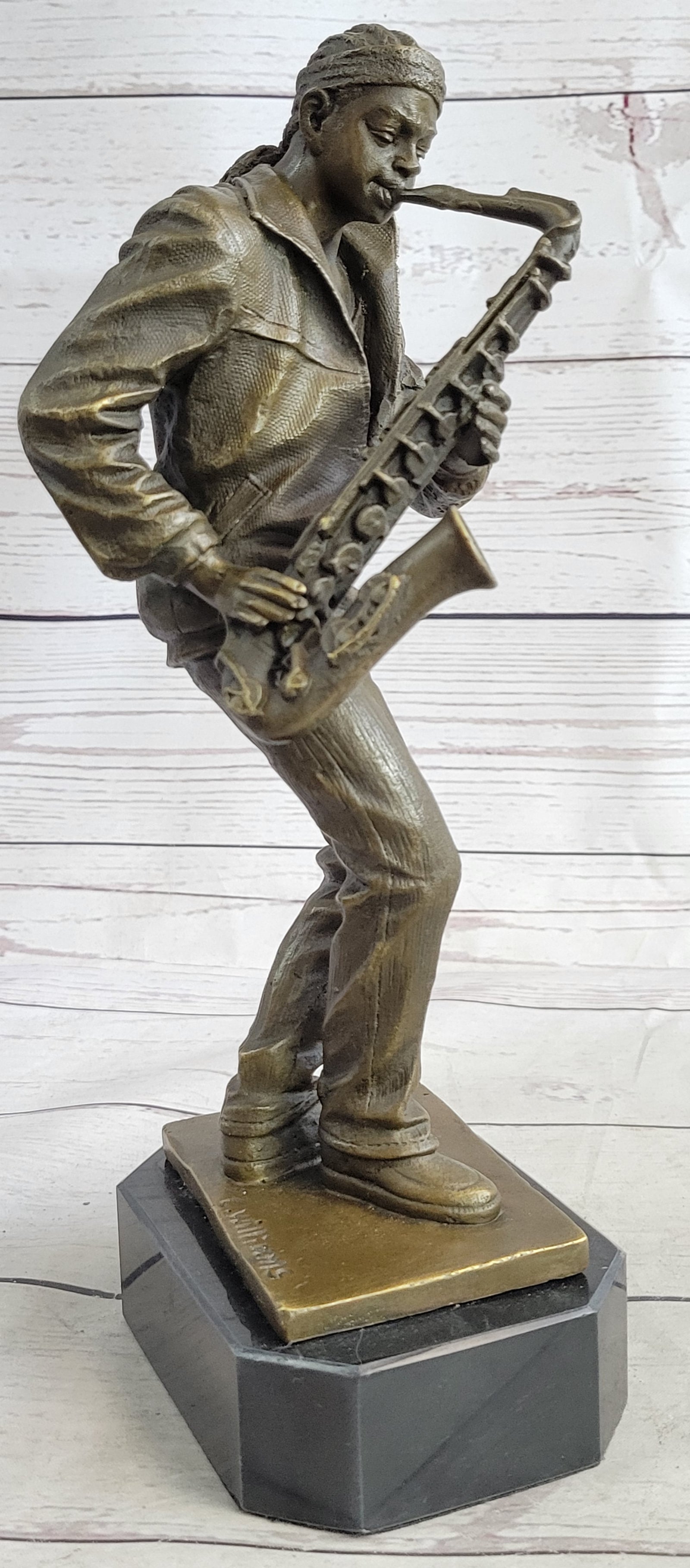 Hand Made American Black Saxophone Player Musician Bronze Sculpture ...