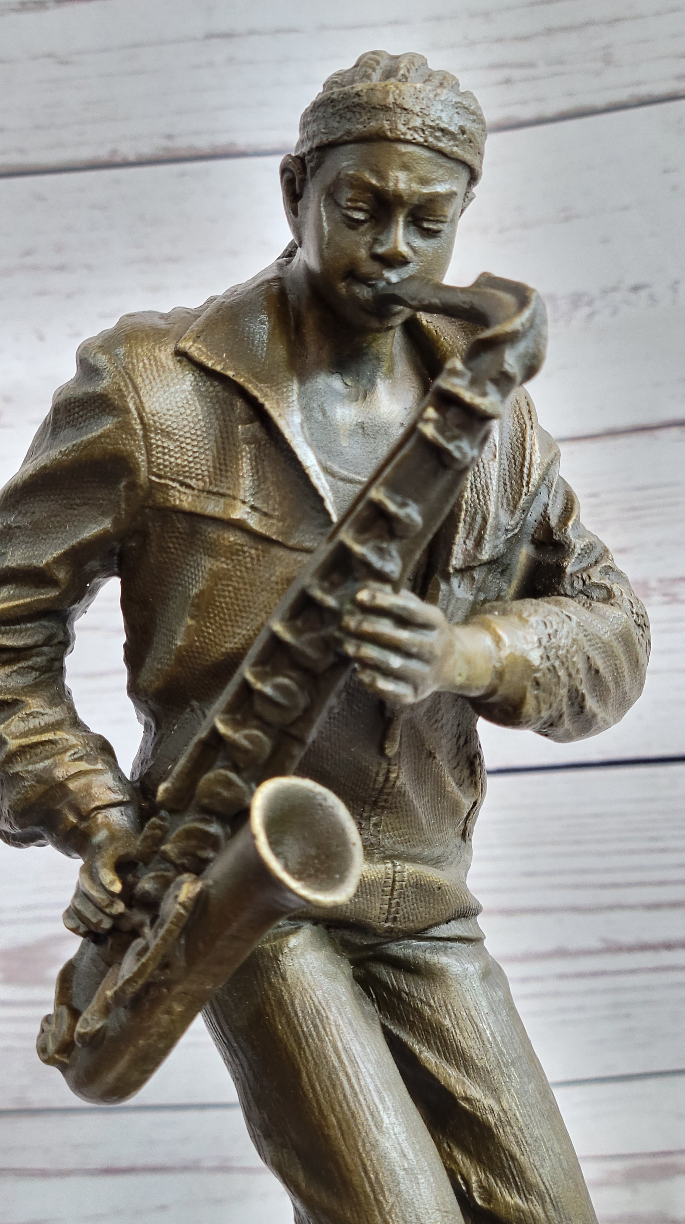 Hand Made American Black Saxophone Player Musician Bronze Sculpture ...