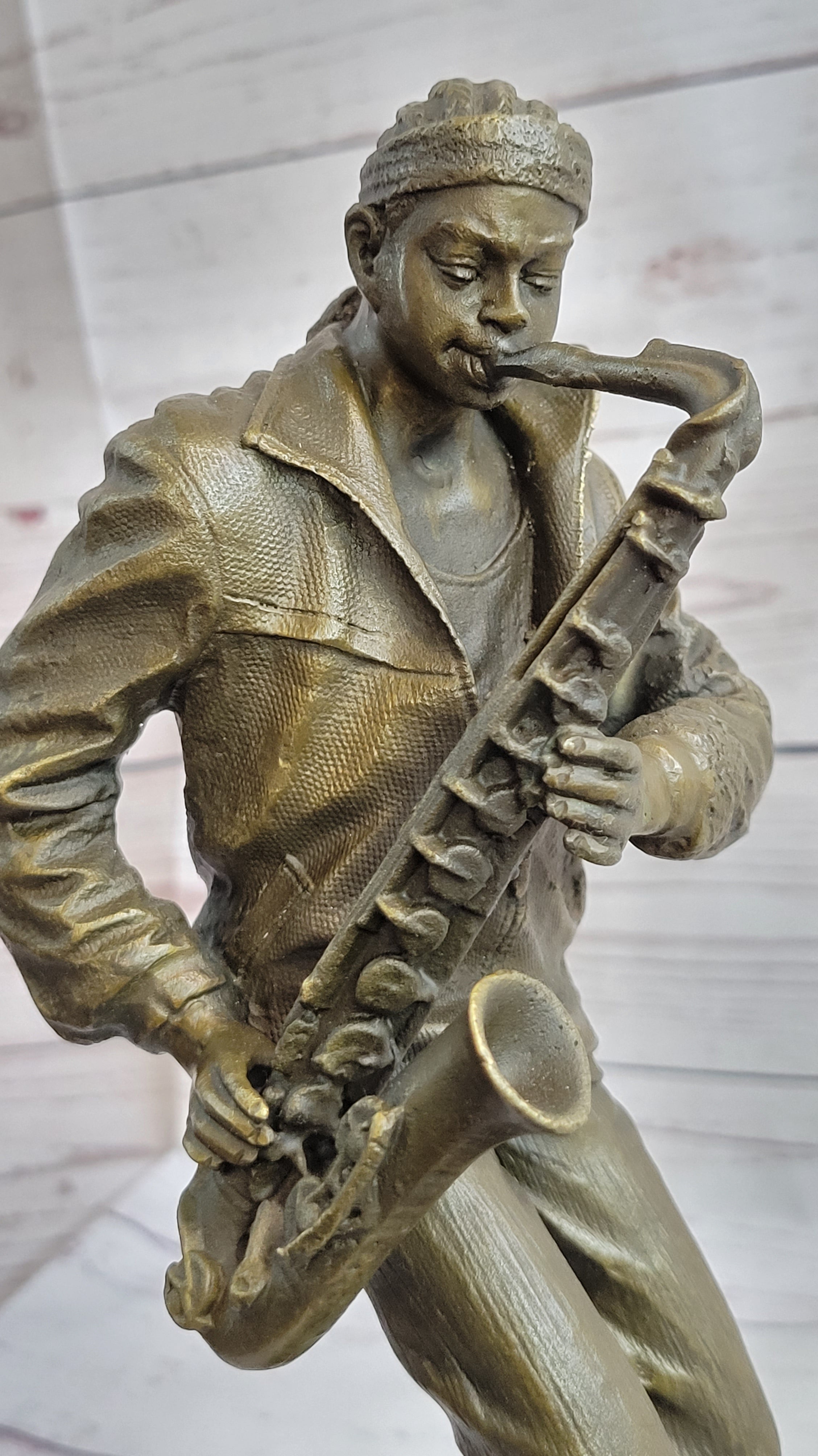 Hand Made American Black Saxophone Player Musician Bronze Sculpture ...