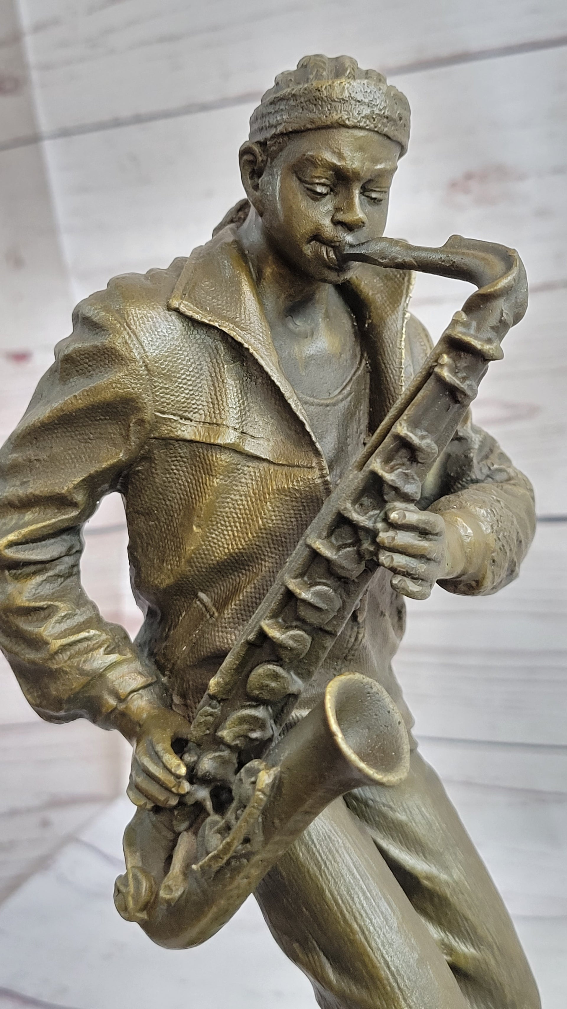 Hand Made American Black Saxophone Player Musician Bronze Sculpture ...