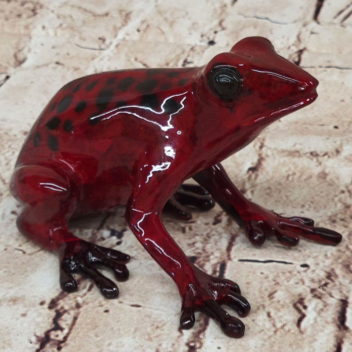Red & Black Poison Dart Tree Frog Bronze Sculpture Figurine Signed & N ...