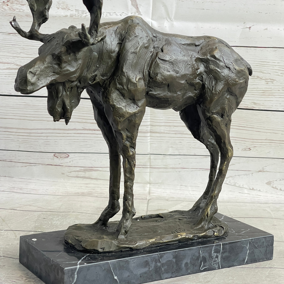 Milo Moose Bronze Sculpture – Rustic Wilderness Art on Marble Base ...