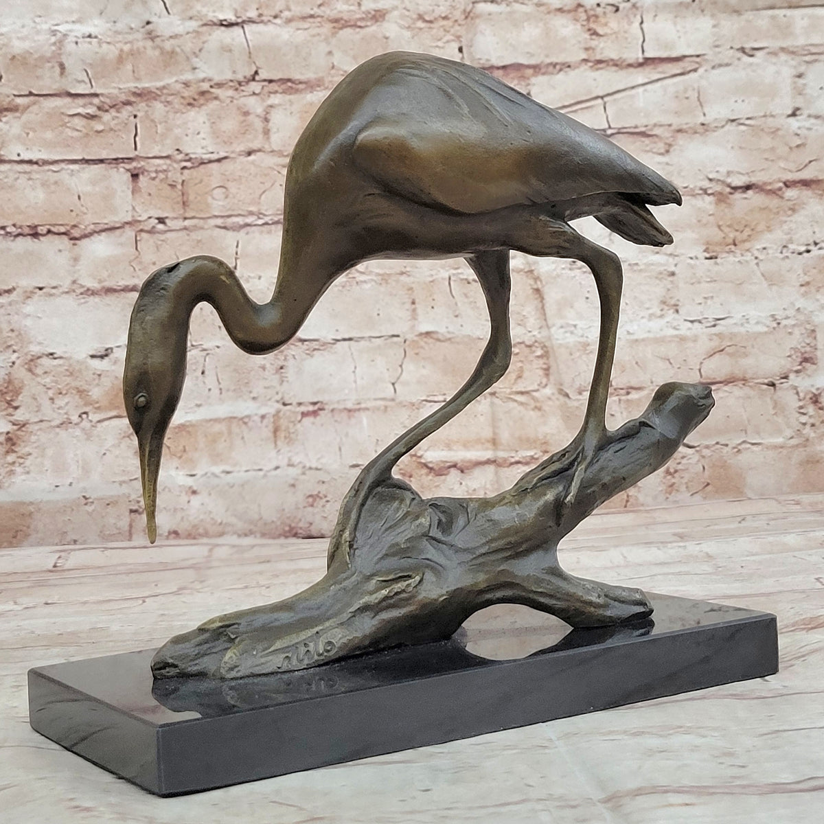 Crane Stork Egret Heron Water Bird Bronze Statue Sculpture Original Ar ...