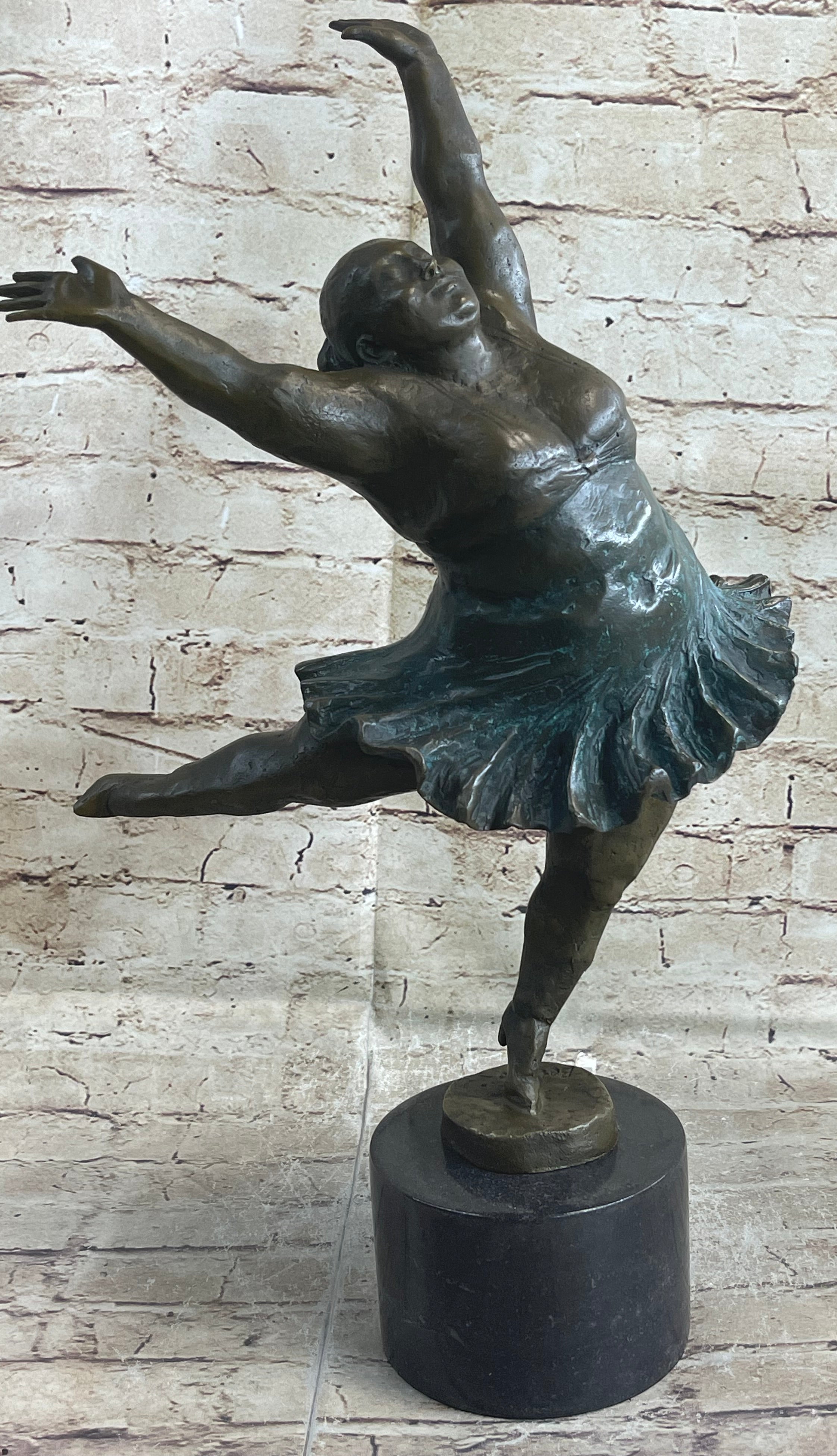 Full Figure Ballerina Ballet Dancer Arabesque Pirouette Bronze Sculptu ...